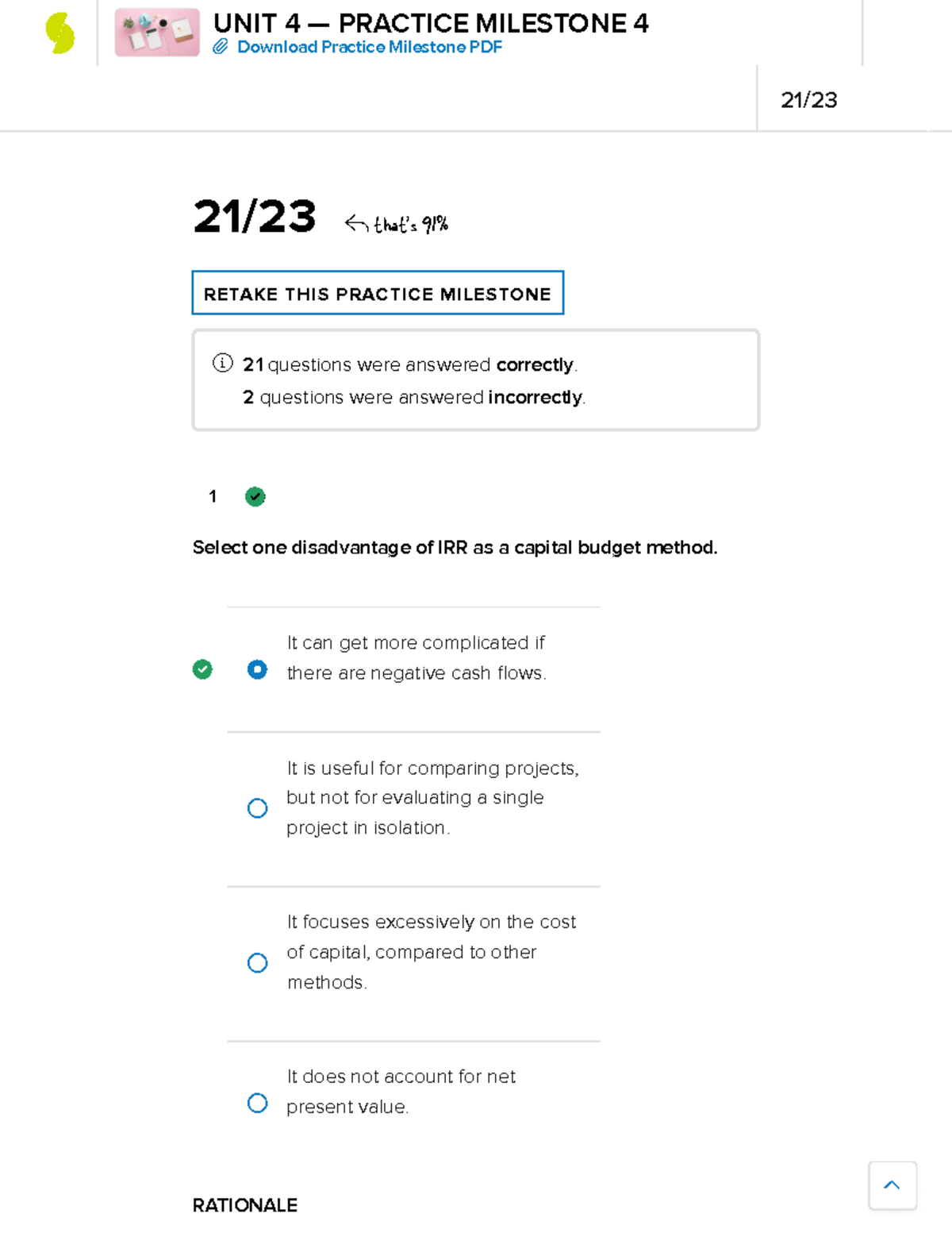 Fin1001 Unit 4 Practice Milestone Review and Analysis - Studocu