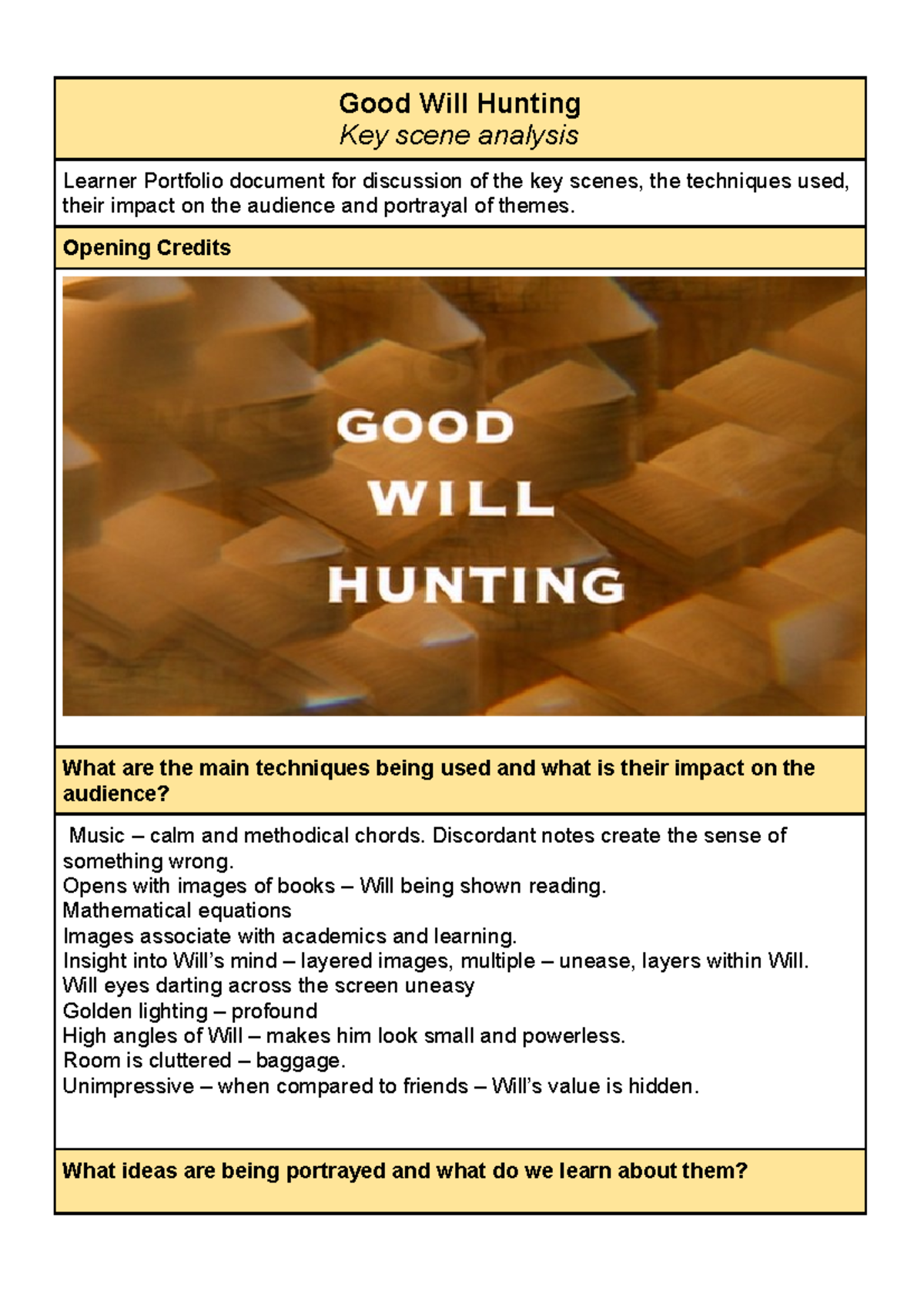 Good Will Hunting Key Scene Analysis Noted-2 - Good Will Hunting Key ...