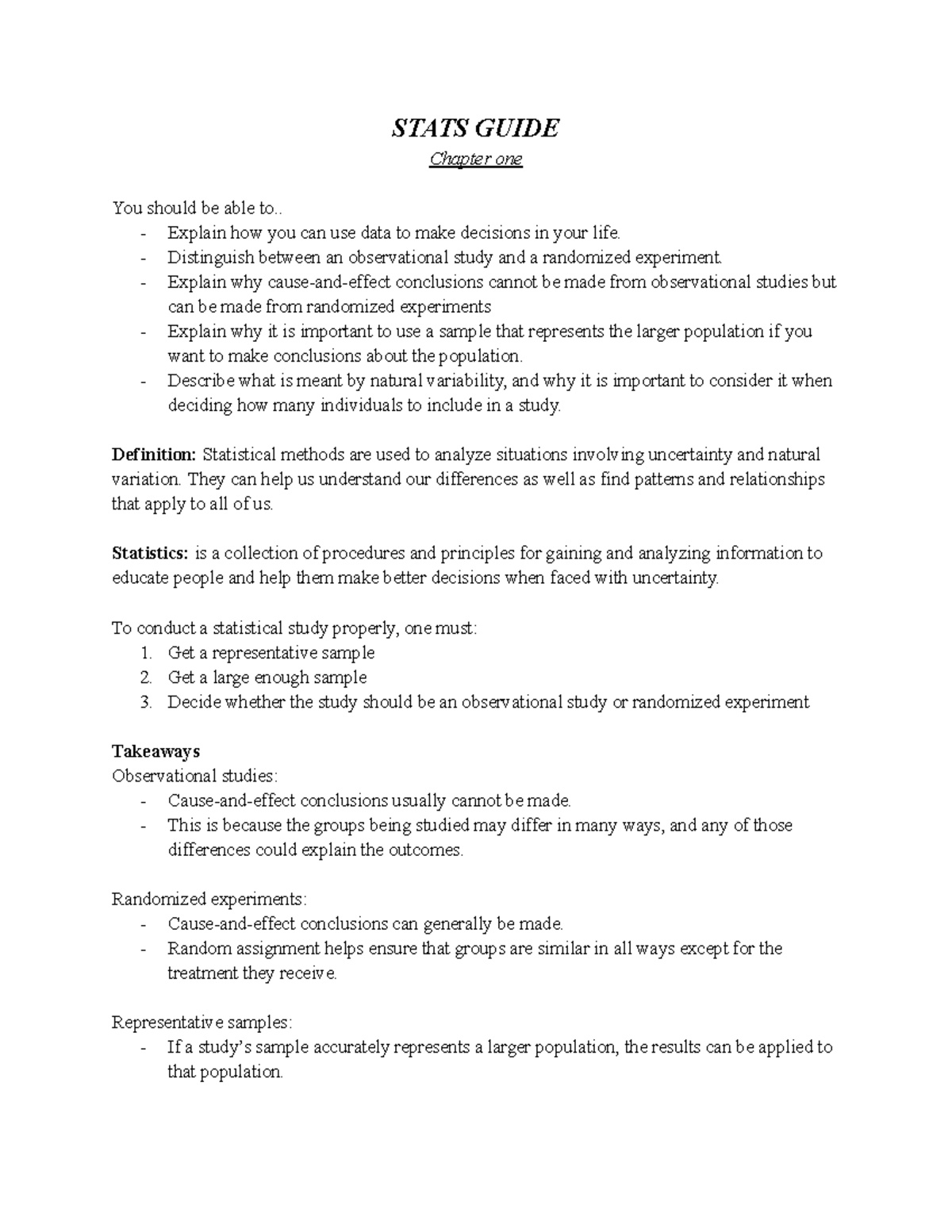 STATS 101: Chapter 1 - Understanding Statistical Methods and Reliability - Studocu