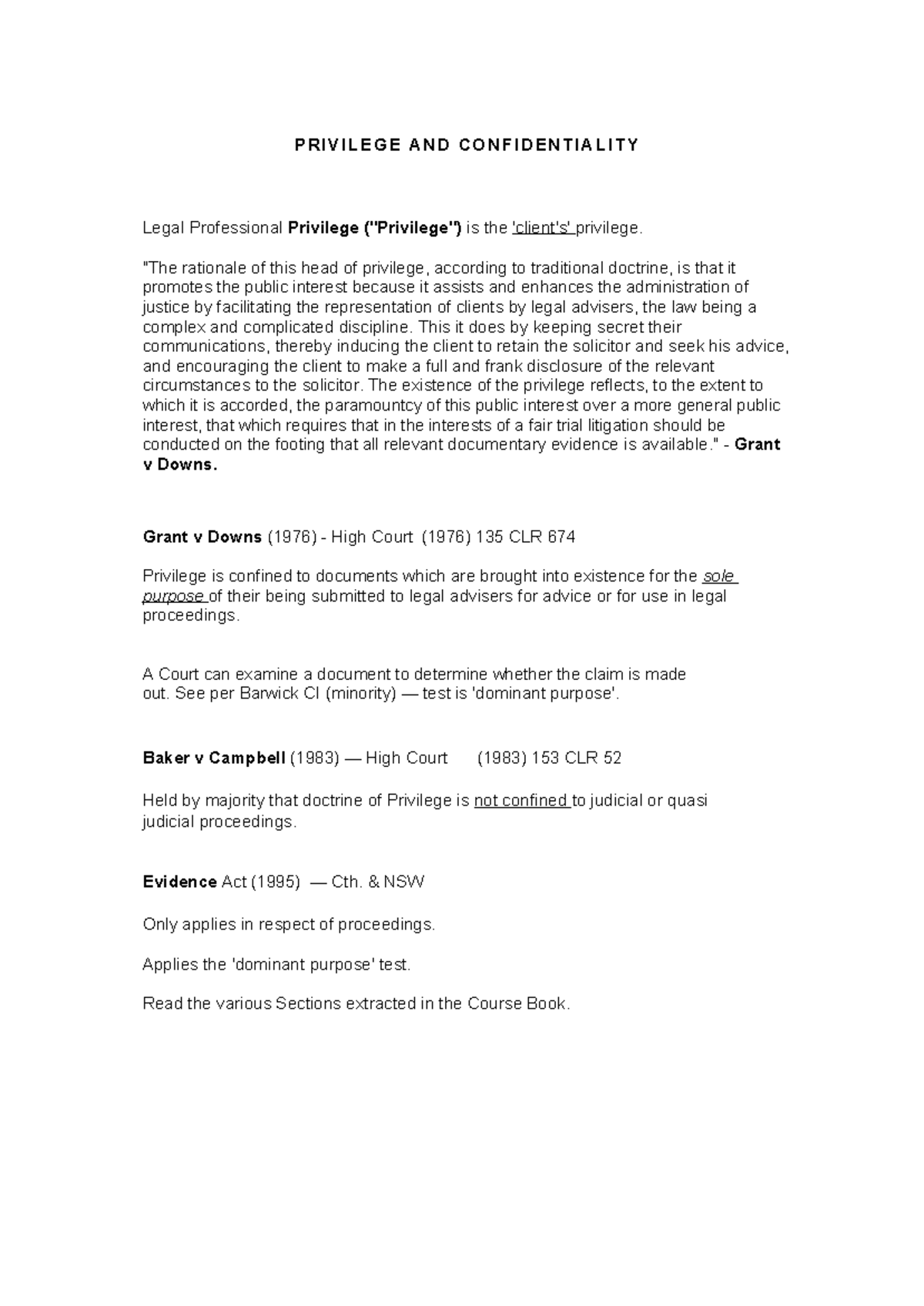 Legal Professional Privilege: Understanding Its Rationale and Scope ...
