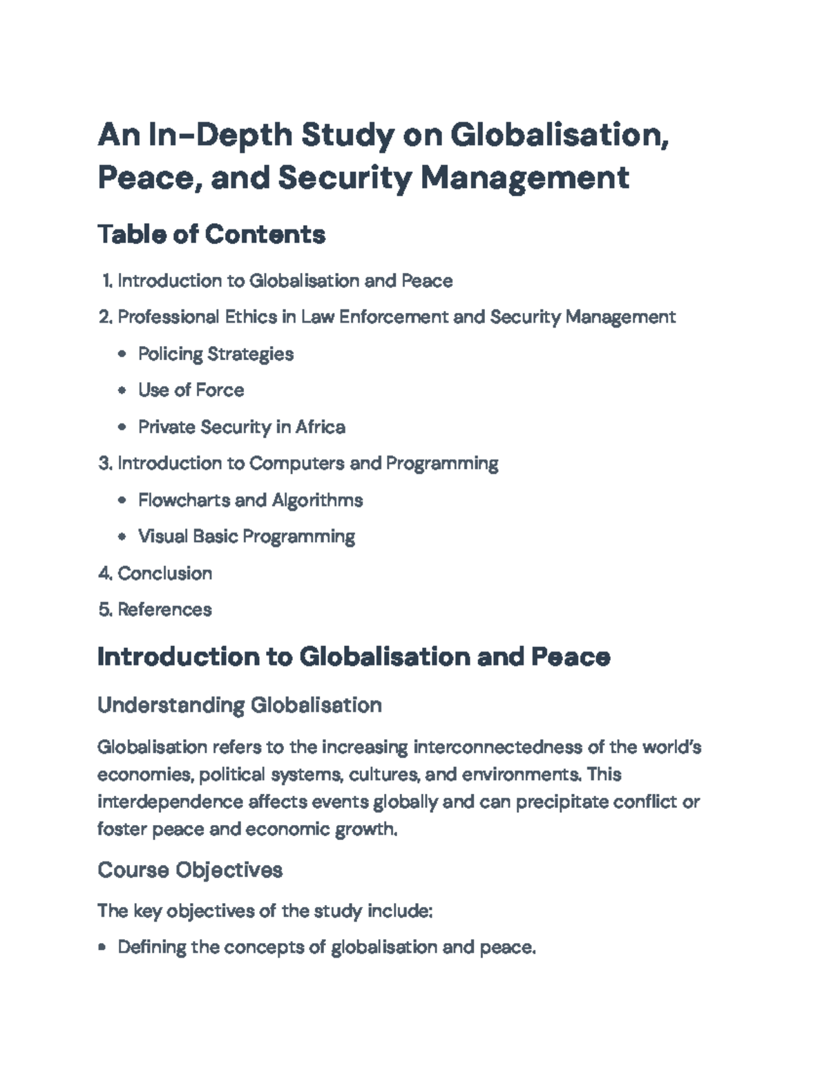 Comprehensive Study on Globalisation, Peace, and Security Management ...