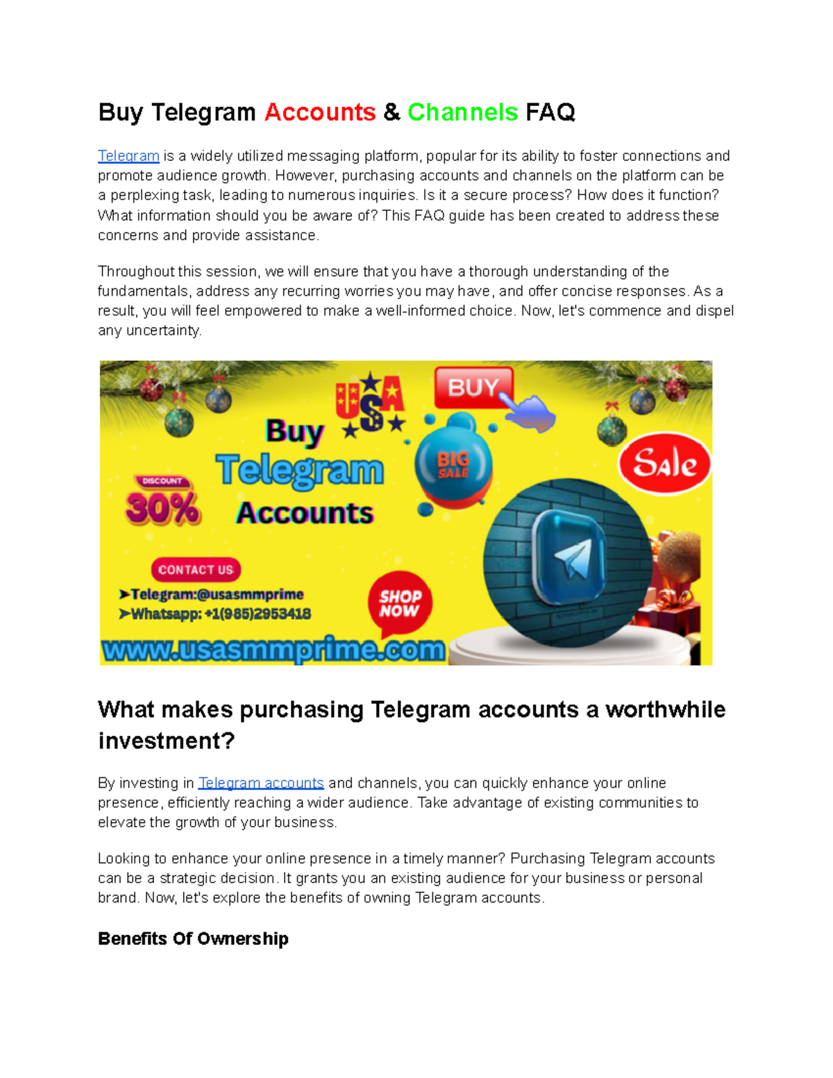 Buy Telegram Accounts & Channels FAQ - Buy Telegram Accounts & Channels ...