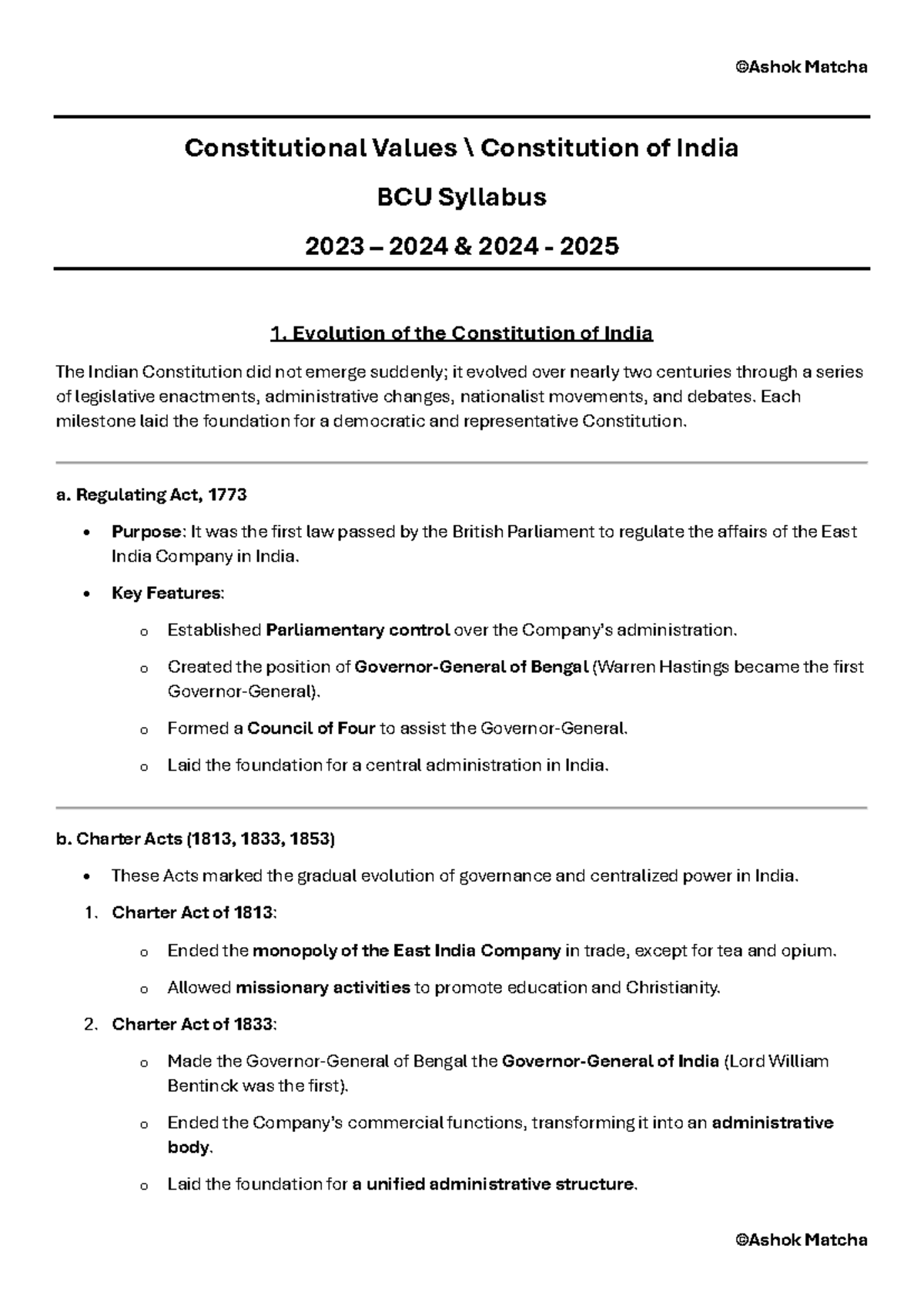 Constitutional Values: Comprehensive Notes for BCU 2023-2024 - Studocu