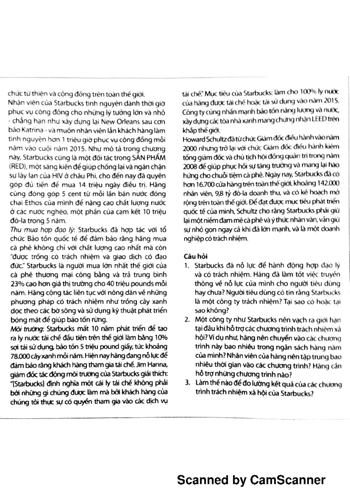 Starbucks 2 - Trách Nhiệm Xã Hội và Cộng Đồng Toàn Cầu - Studocu