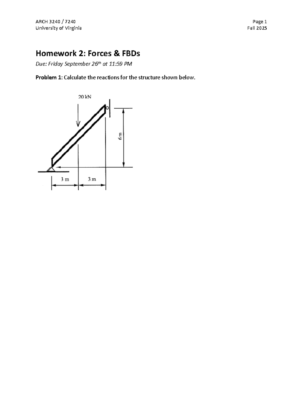 ARCH 3240 7240: Homework 2 - Forces & FBDs Analysis - Studocu