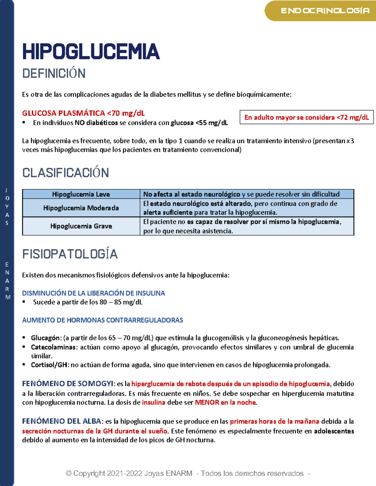 4. Hipoglucemia: Definición, Clasificación y Manejo Clínico - Studocu
