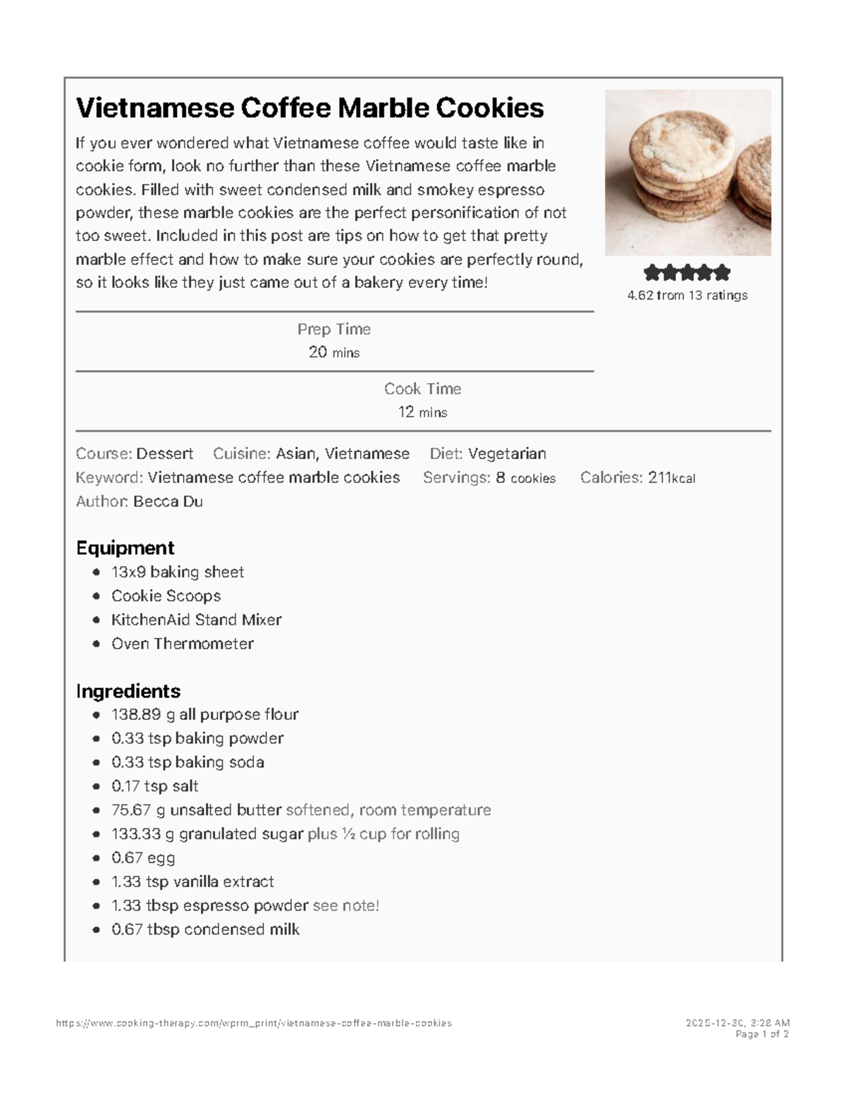 Vietnamese Coffee Marble Cookies Recipe - Cooking Therapy - Studocu