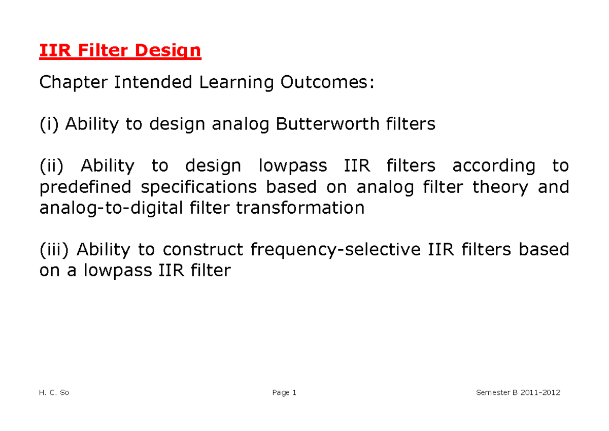 IIR Filter Design: A Comprehensive Guide to Butterworth Filters - Studocu