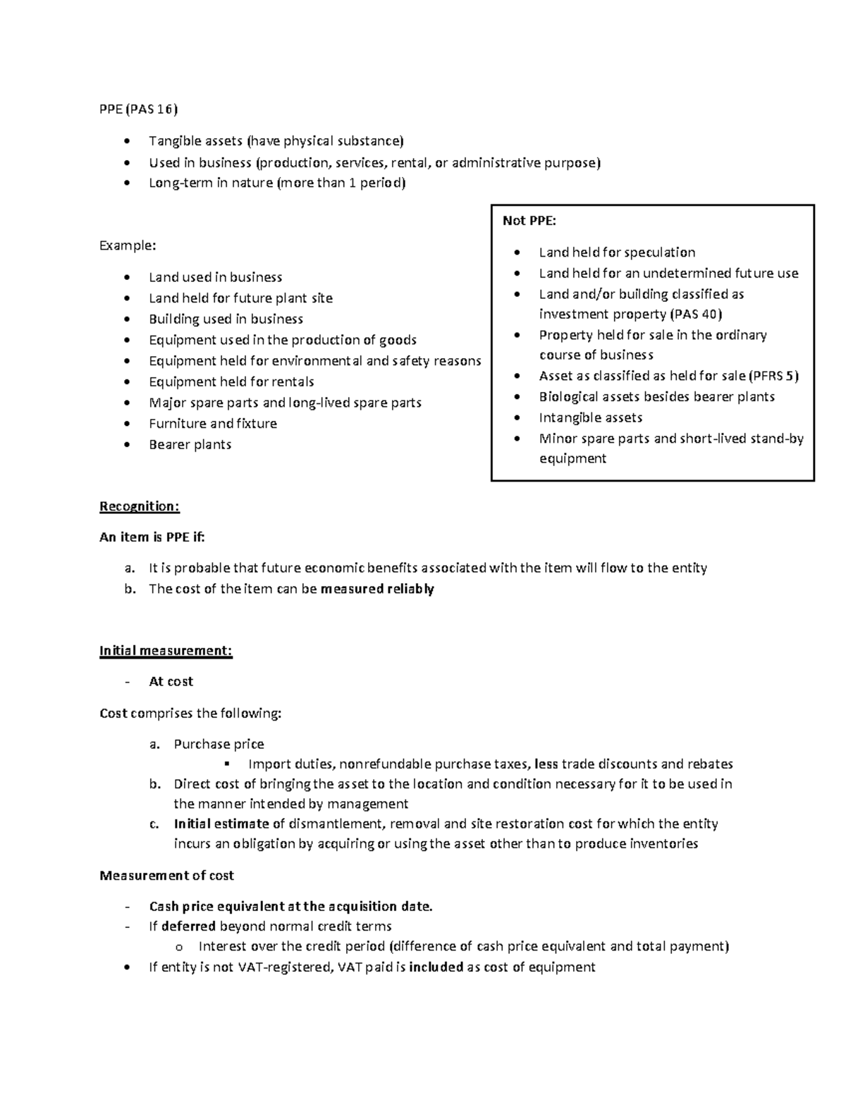 PPE (PAS 16) - Comprehensive Lecture Notes on Property, Plant ...