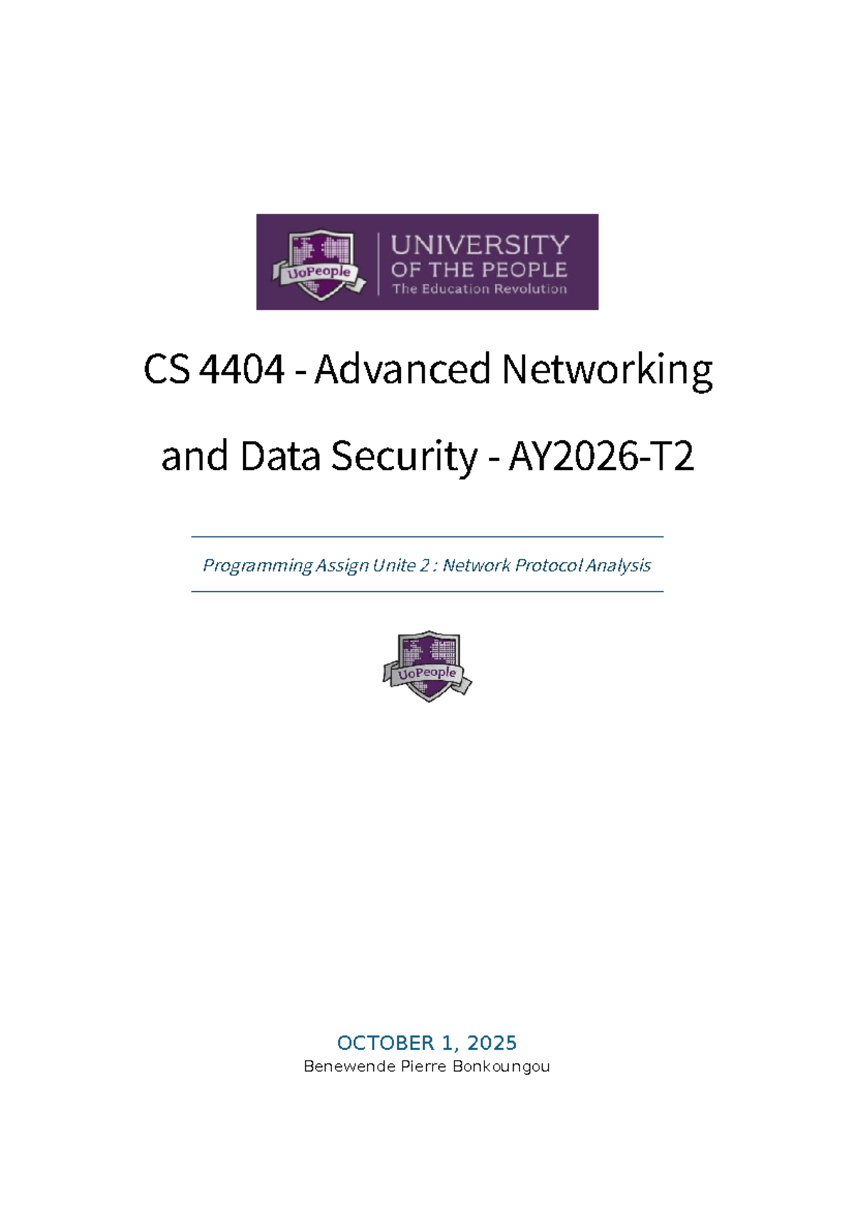 CS 4404 Advanced Networking Programming Assign 2: Network Protocol ...