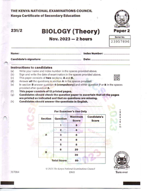 . Human Biology CAT - BBY 1219 BBY 1219: HUMAN BIOLOGY CAT 1 List five ...