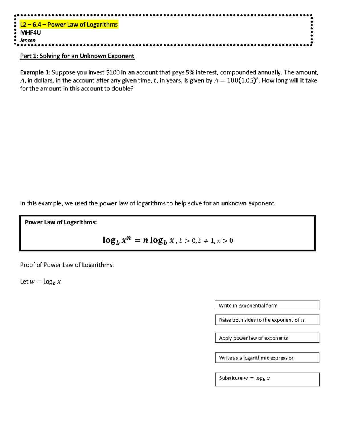 L2s++6 - logs - Write in exponential form Raise both sides to the ...