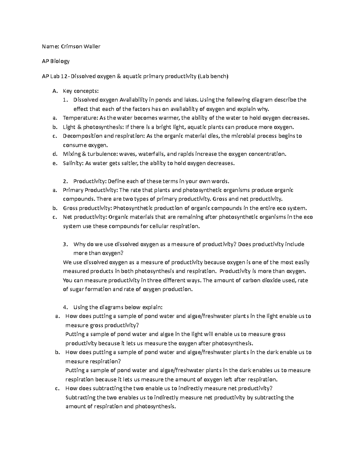 176748551 AP Biology Lab 12: Dissolved Oxygen & Aquatic Productivity ...