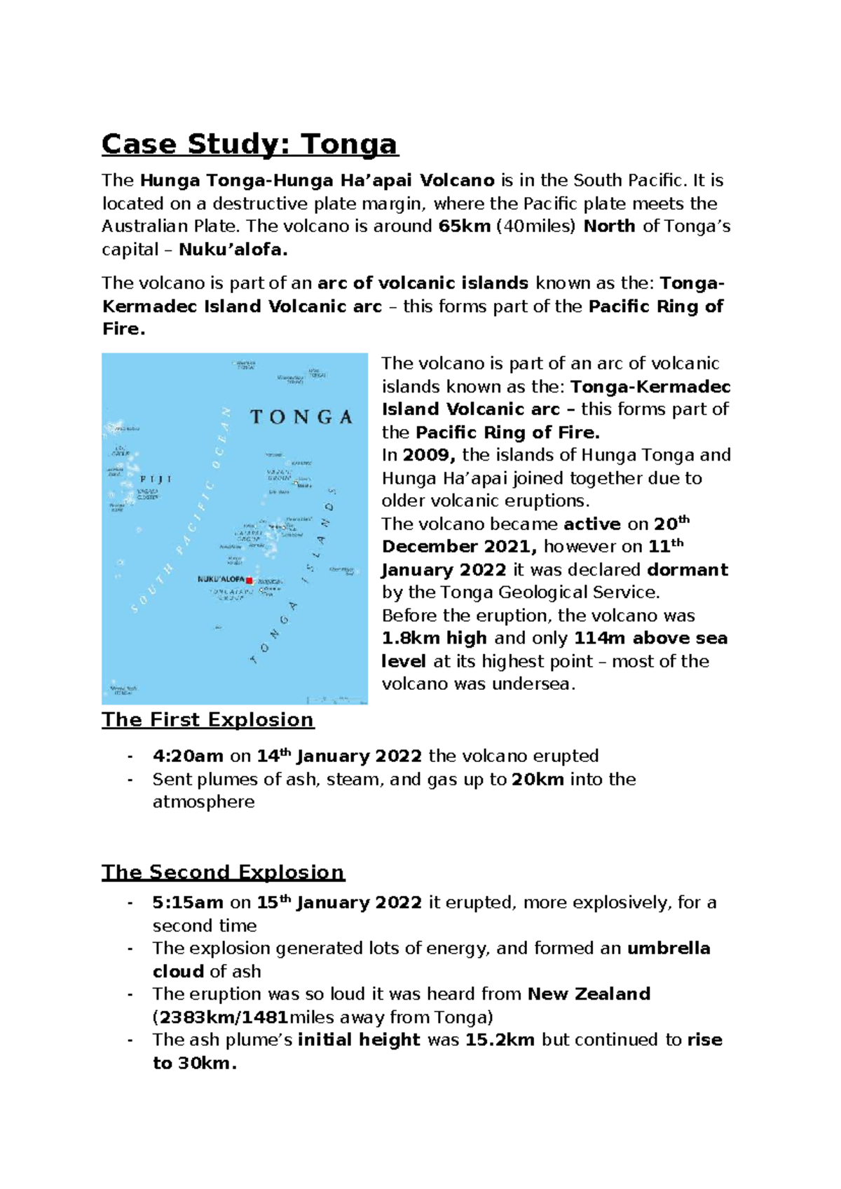 Case Study: Hunga Tonga Hunga Volcano Eruption Analysis - Studocu