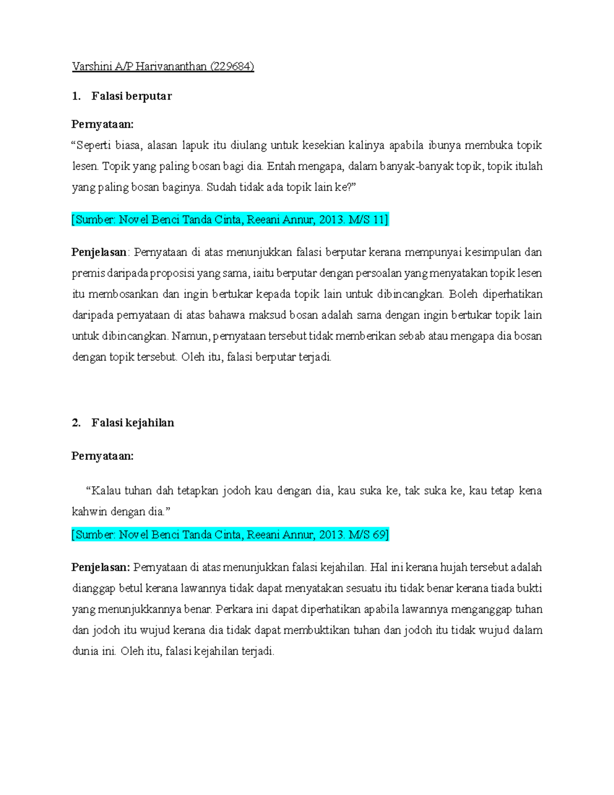 Varshini falsafah tugasan falasi new - Varshini A/P Harivananthan ...