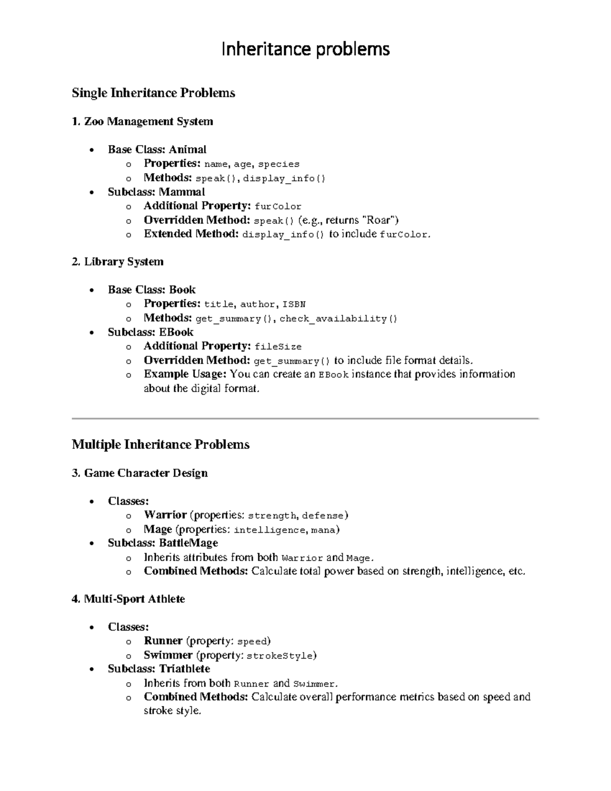 Single Inheritance, Multiple Inheritance & Multilevel Concepts in OOP - Studocu