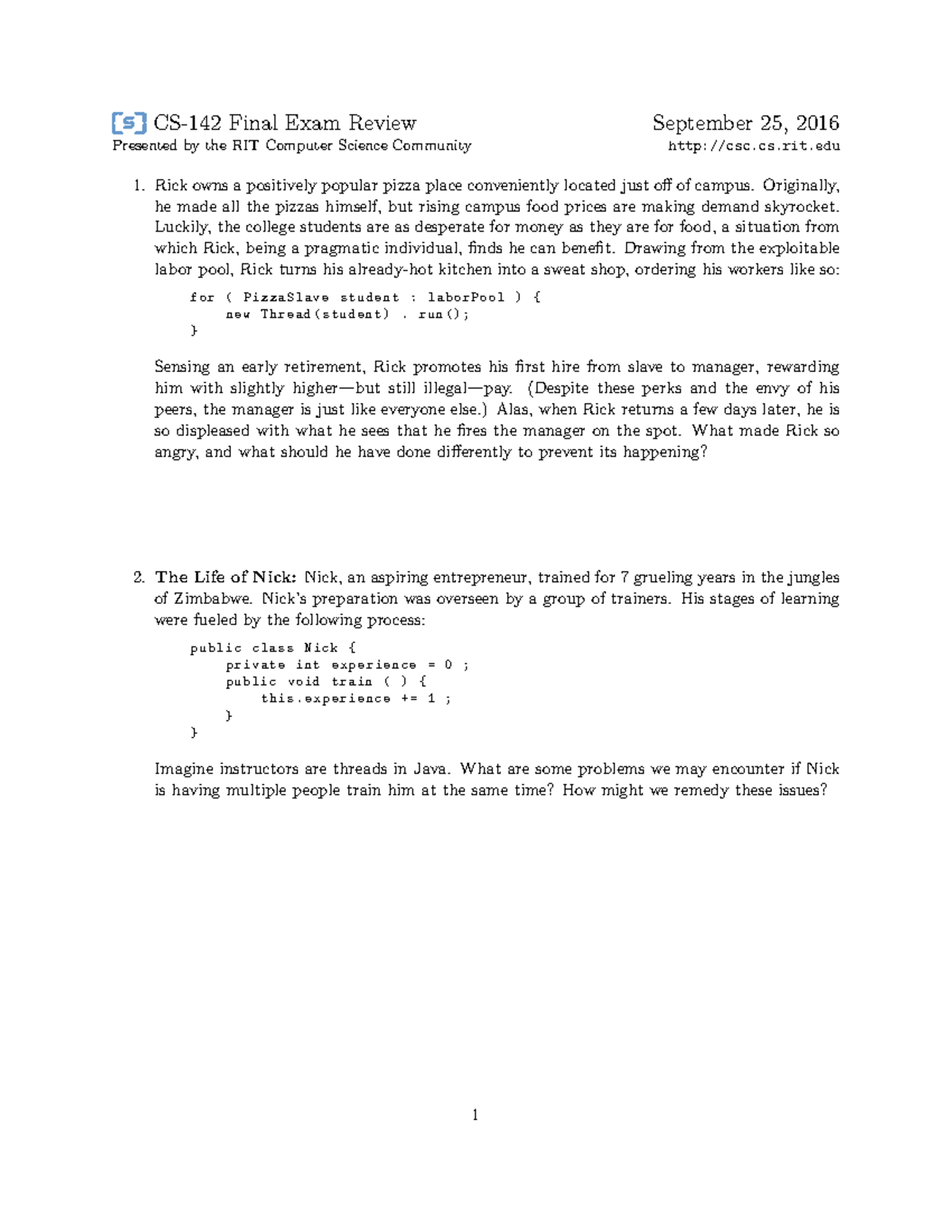 CSC-142-Final-Exam-Review-Questions-and-Explanations - Studocu