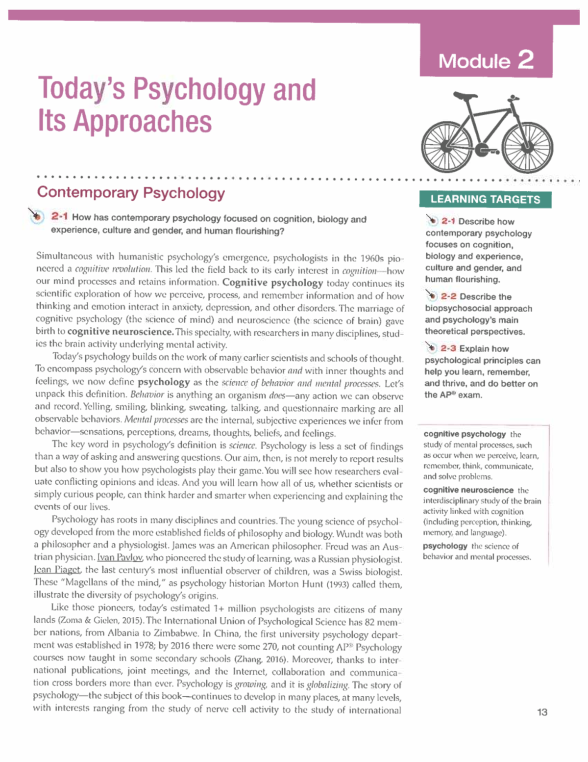 Module 2 Psychology and Its Approaches: Key Concepts and Learning Targets - Studocu