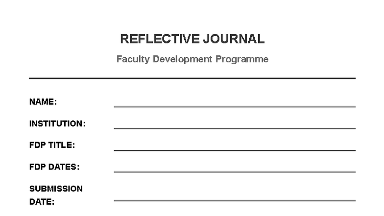 FDP Reflection Journal: Key Learnings & Implementation Plans - Studocu