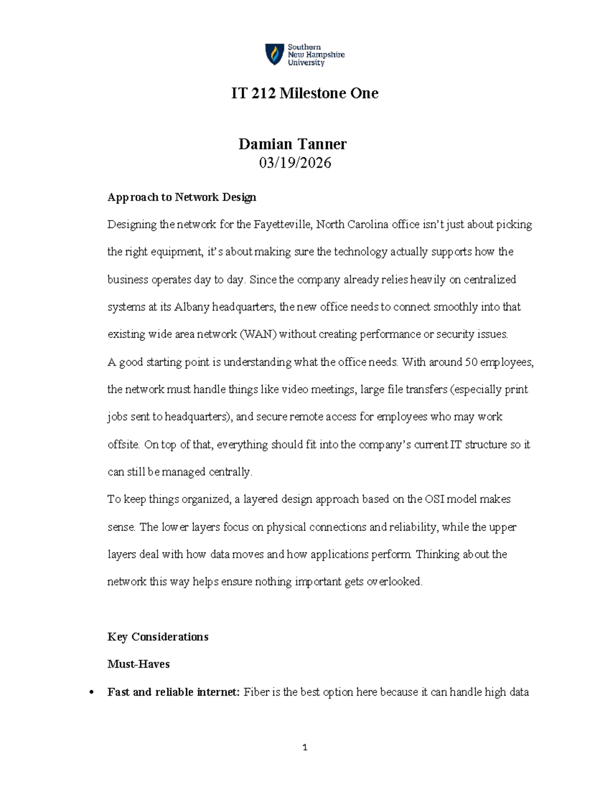IT 212 Milestone One: Network Design for Fayetteville Office - Studocu