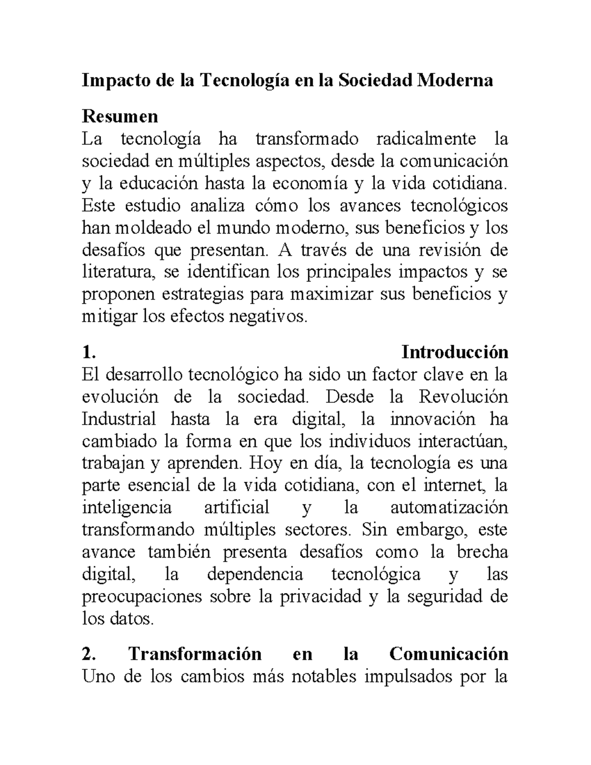 Impacto de la Tecnología en la Sociedad Moderna - Impacto de la ...
