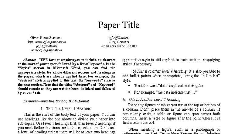 IEEE Paper Format Template Guide - Studocu