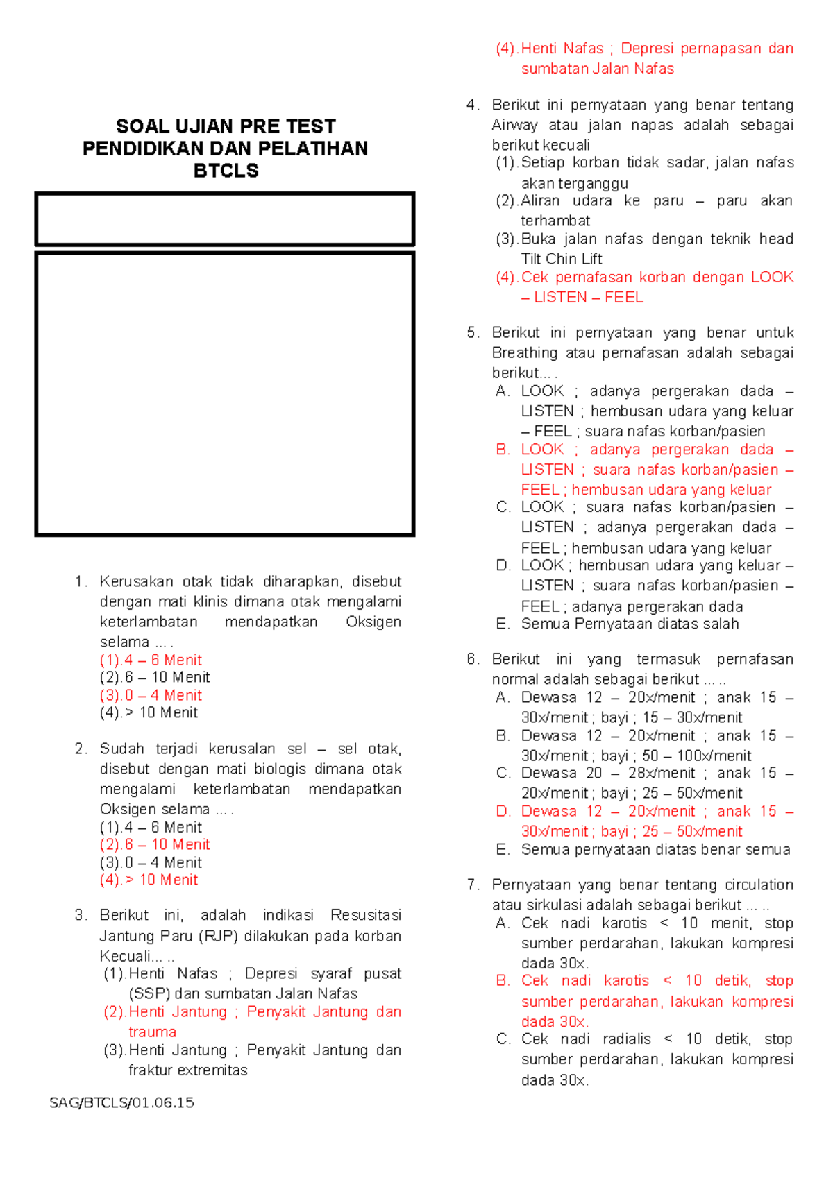340808764 3 Soalan Ujian Pre Test BTCLS Materi BHD dan Kunci Jawaban ...