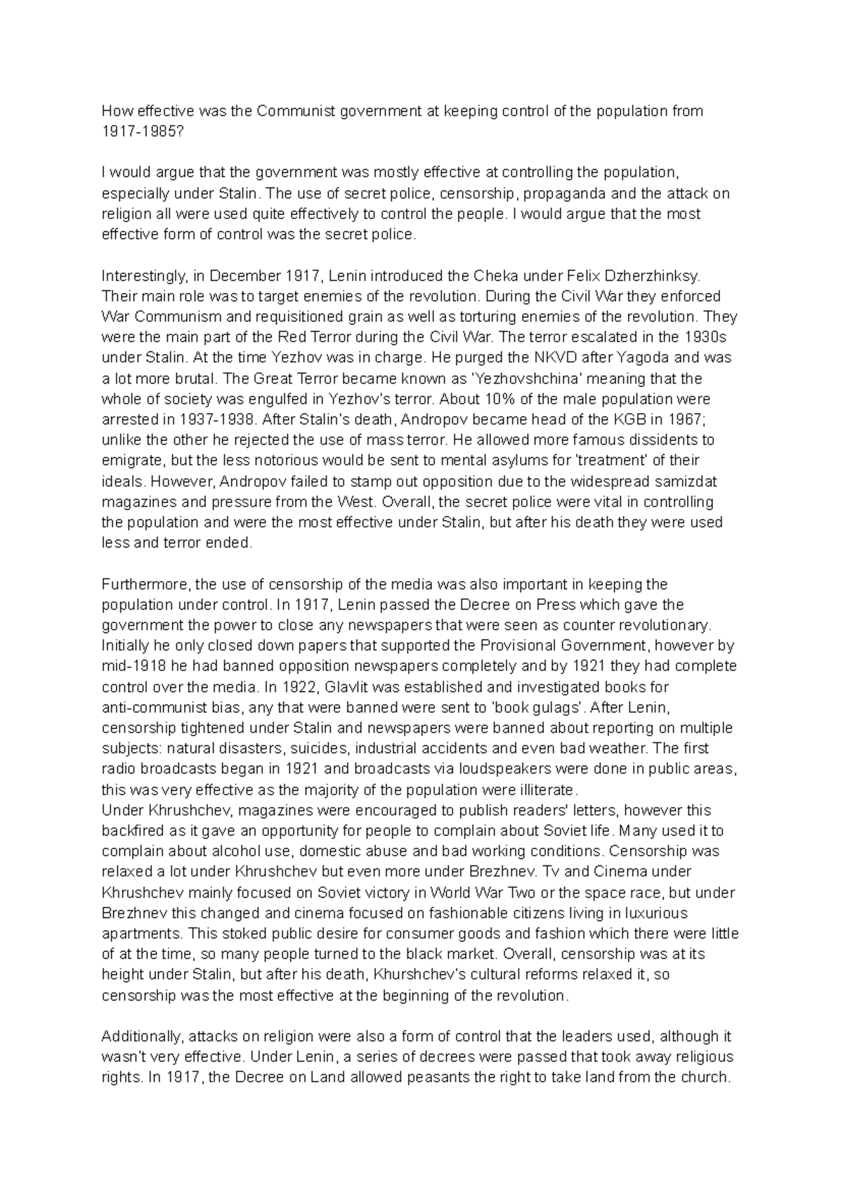 How effective was the Communist government at keeping control of the ...