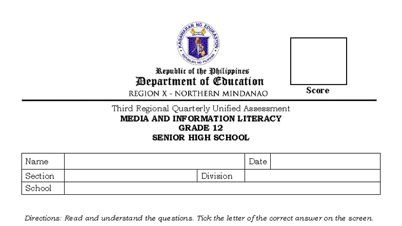 Grade 12 SHS Entrep 3rd Regional Unified Assessment - Studocu
