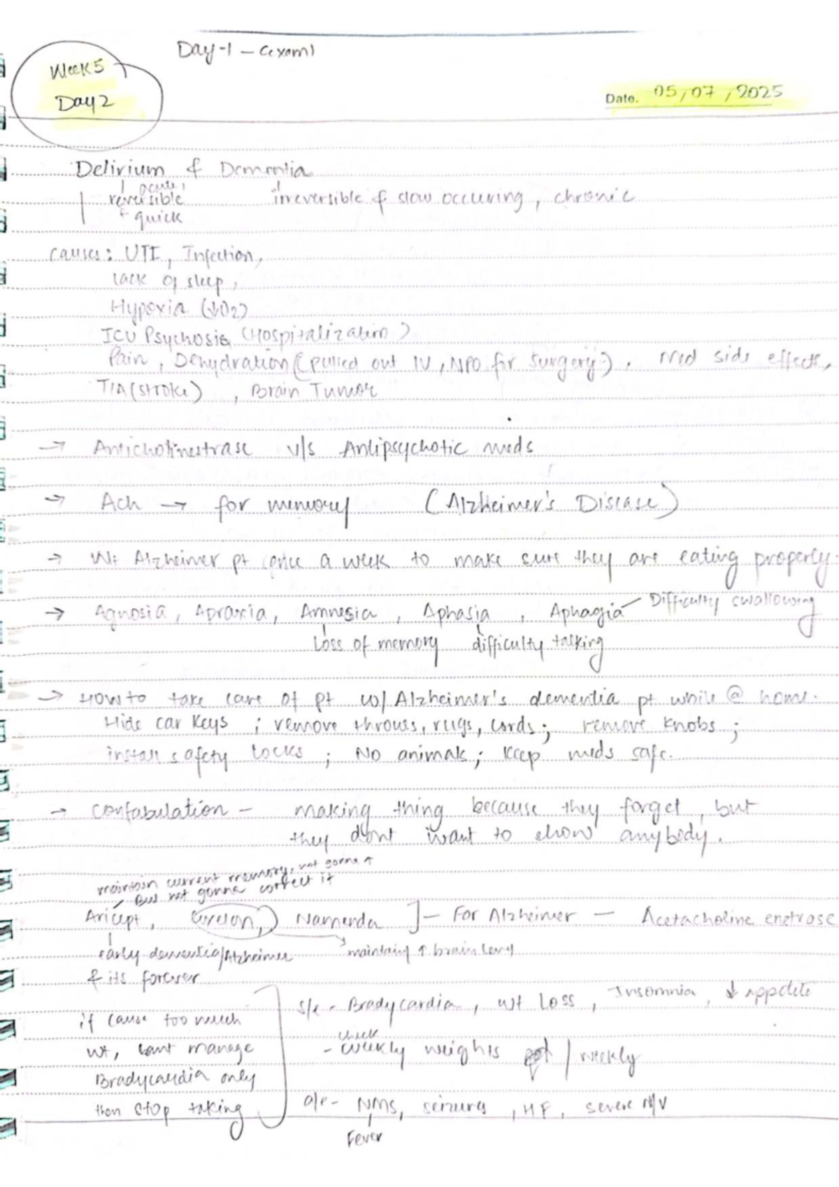 NUR 233 Final Exam Lecture Notes: Dementia & Antipsychotic Meds - Studocu