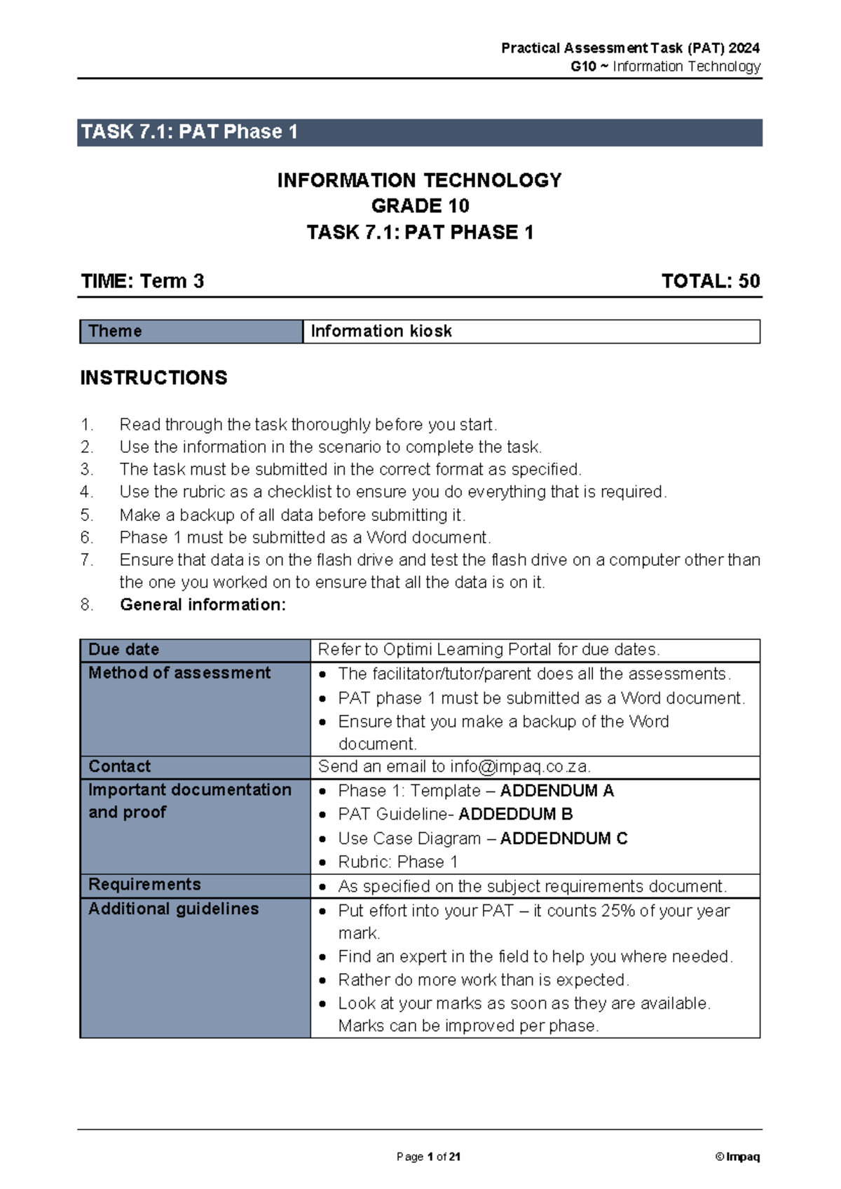 G10 IT PAT Phase 1: Analysis and Design for Information Kiosk Project ...