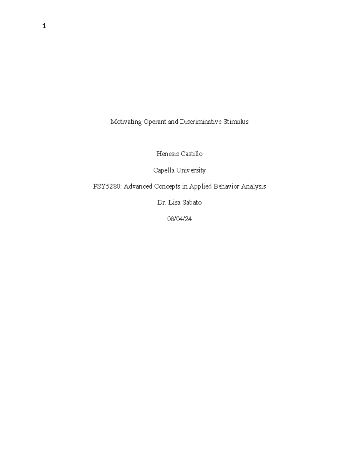 PSY5280 Week 4 Assignment: Comparisons of MOs and SDs in Behavior ...