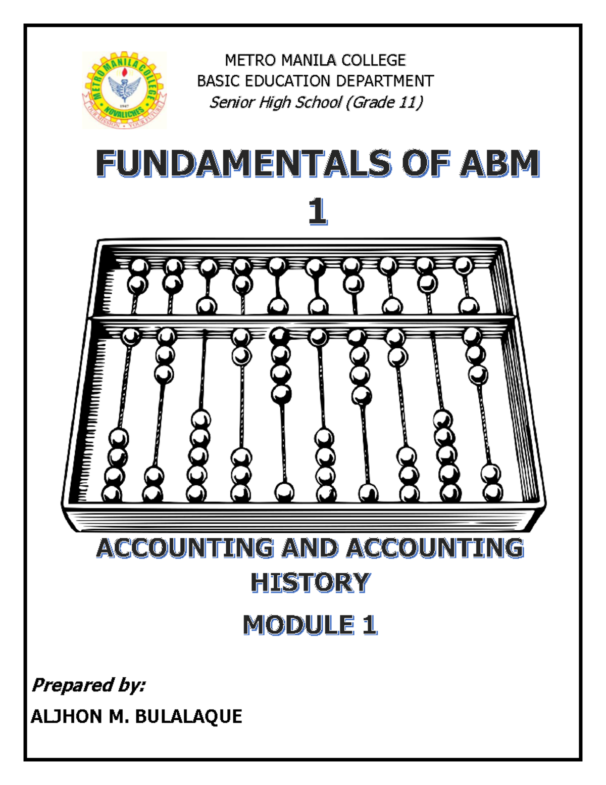 ABM 1 Accounting Module 1: Fundamentals and Key Concepts - Studocu