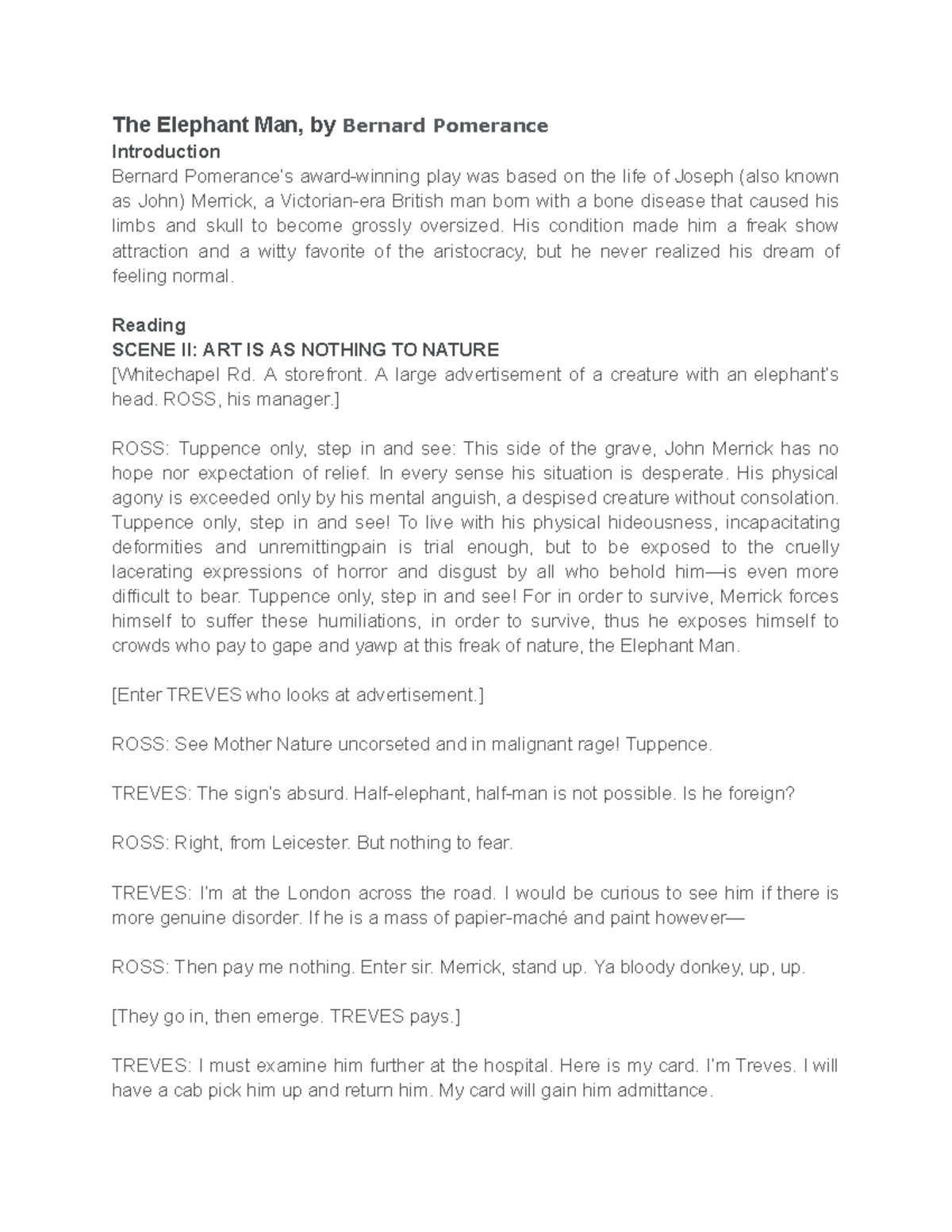 ENG101 Unit 1 Notes: Understanding Empathy in The Elephant Man - Studocu