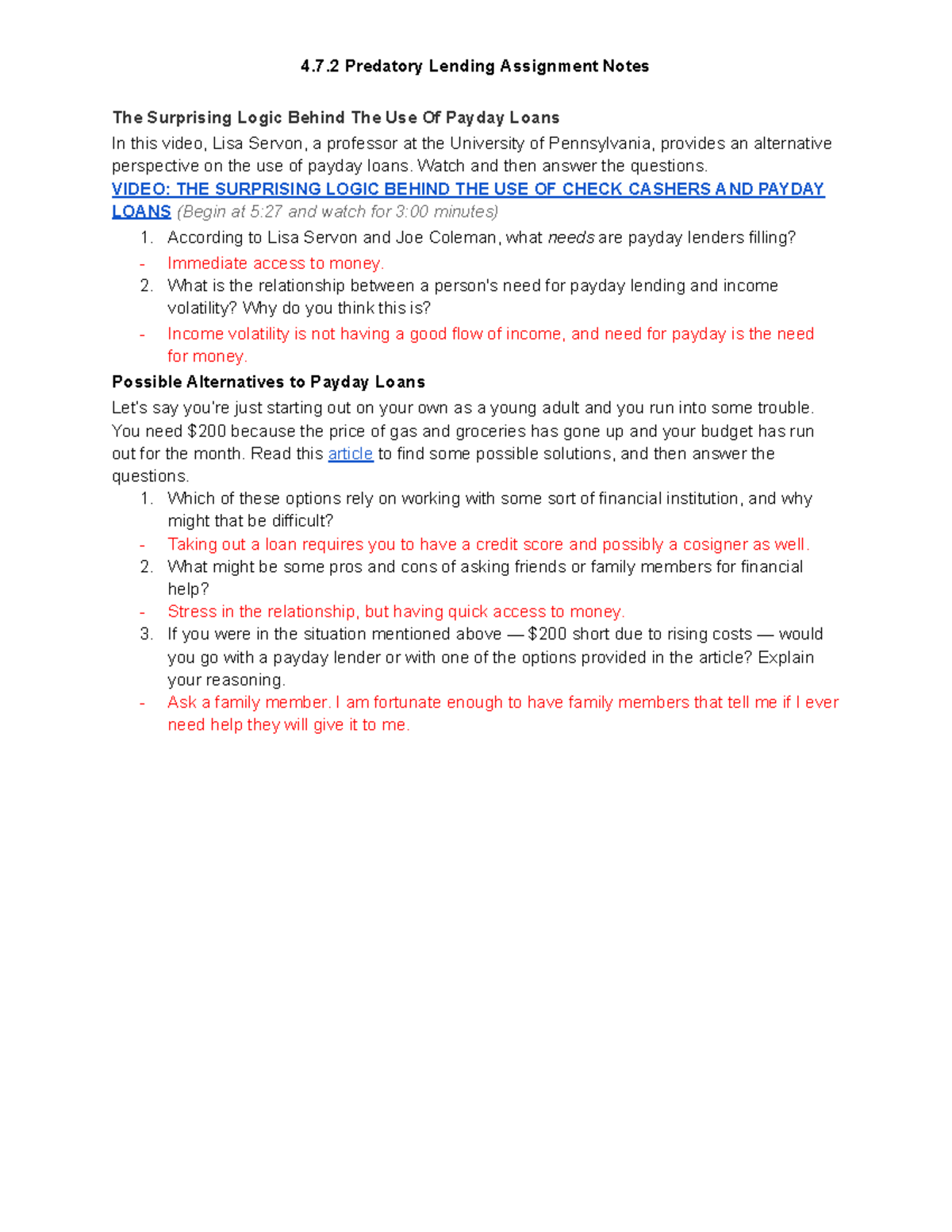 4.7.2 Assignment Notes on Payday Lending Insights and Alternatives ...