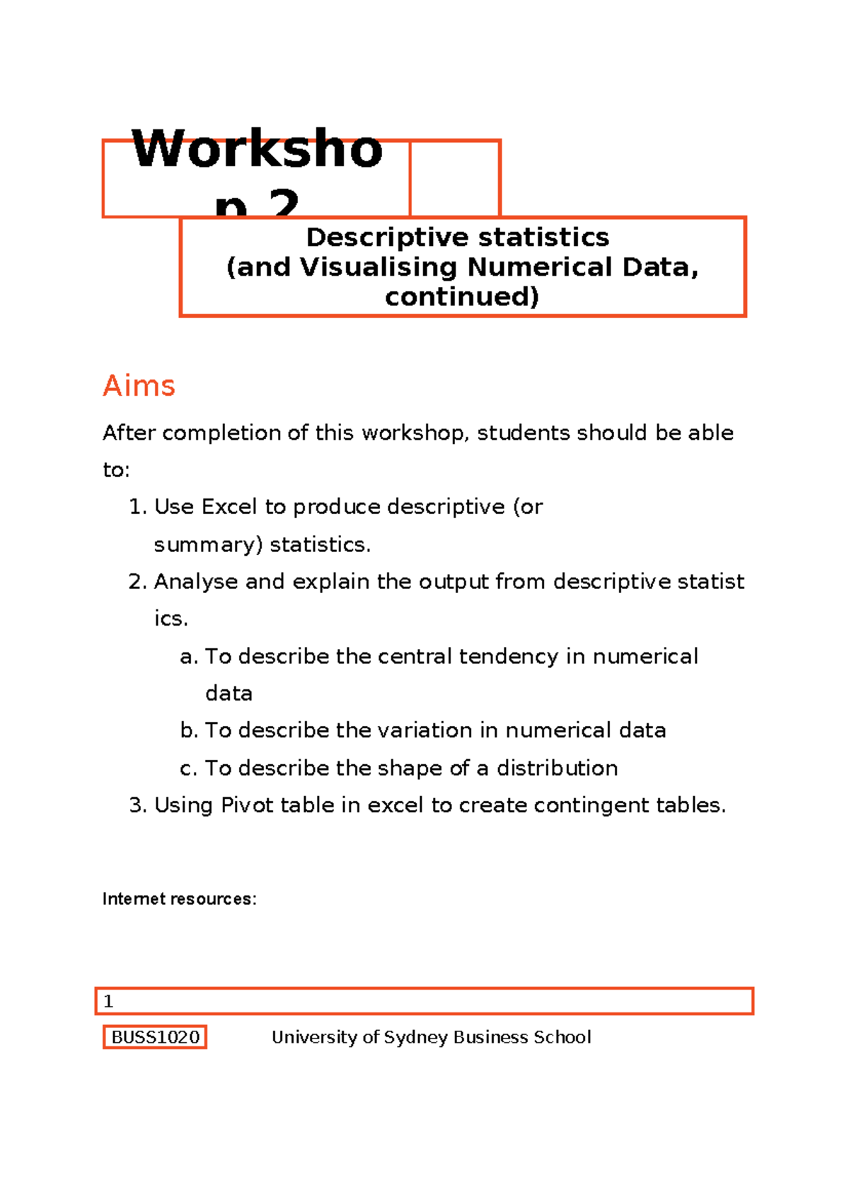 Workshop 2: Descriptive Statistics & Data Visualization (BUSS1020) - Studocu