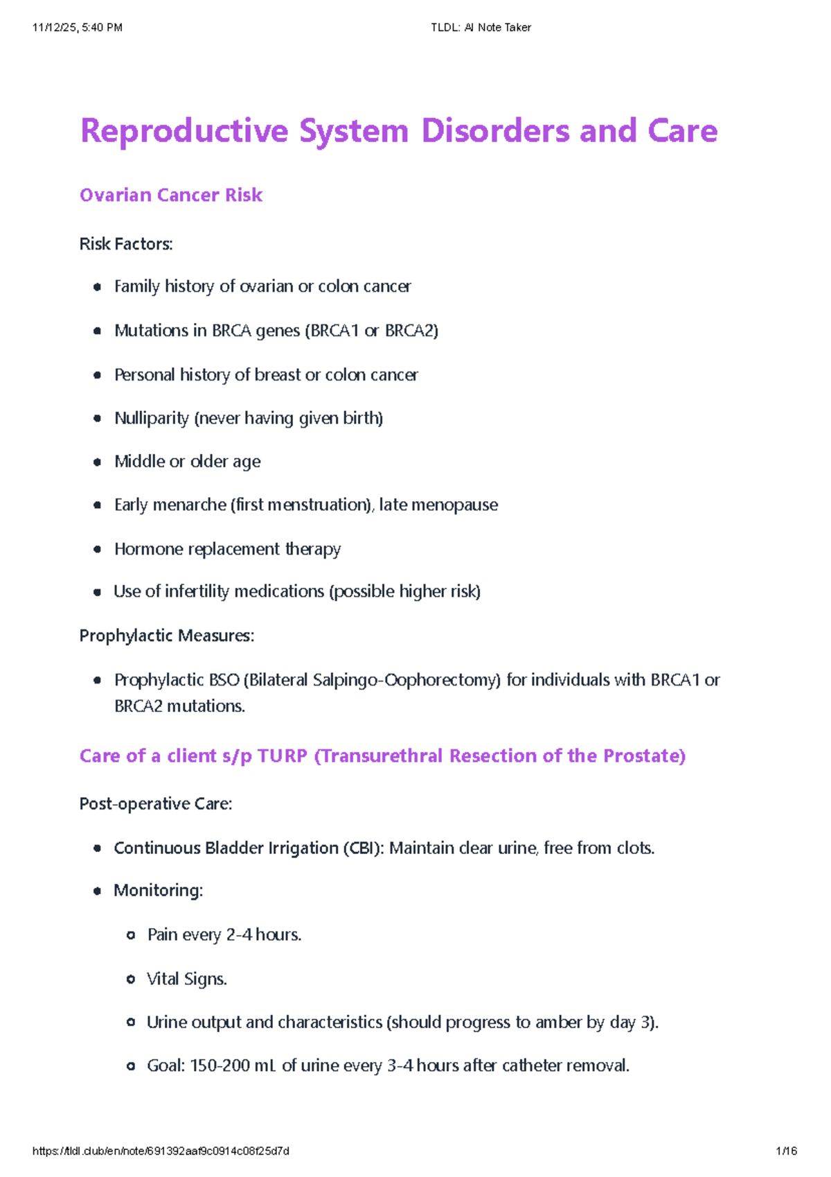 Endo TLDL: AI Note Taker on Reproductive System Disorders and Care ...