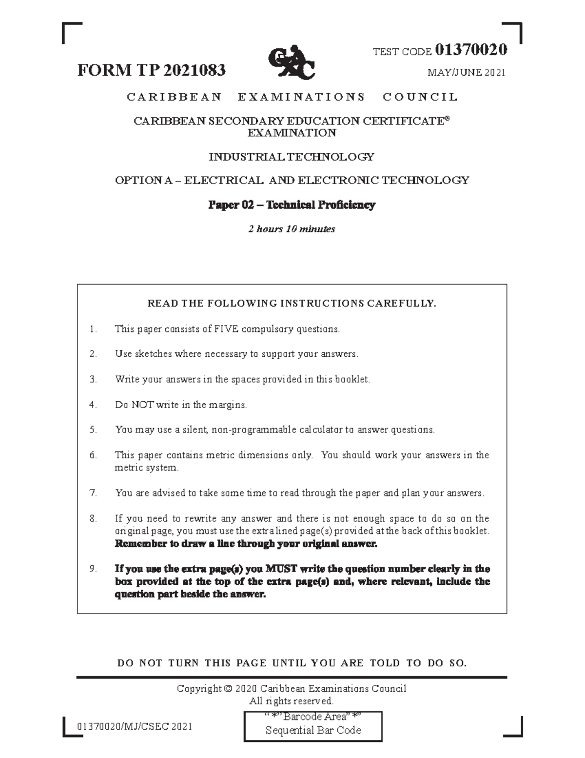 2021 EET P2 - Caribbean Secondary Education Exam Practice Paper - Studocu