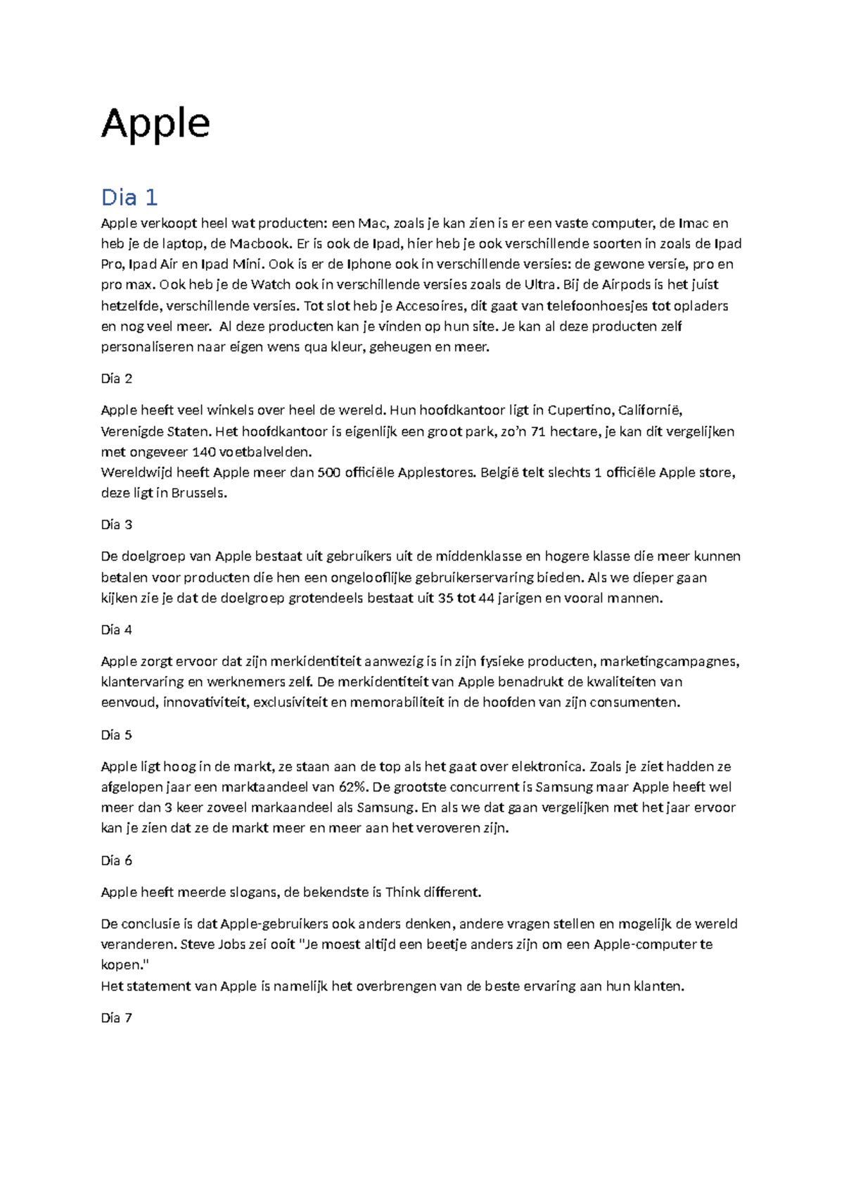 Apple Producten en Marktanalyse: Een Overzicht van Hun Aanbod - Studocu
