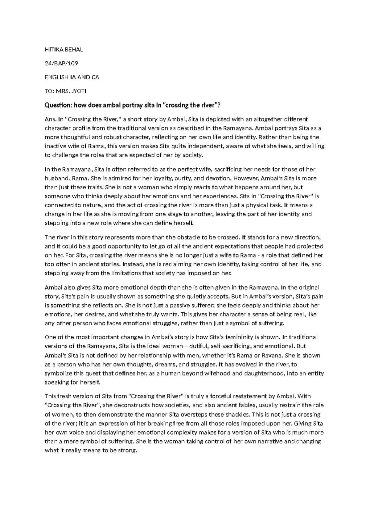 English ia and ca to mrs jyoti - HITIKA BEHAL 24/BAP/ ENGLISH IA AND CA ...