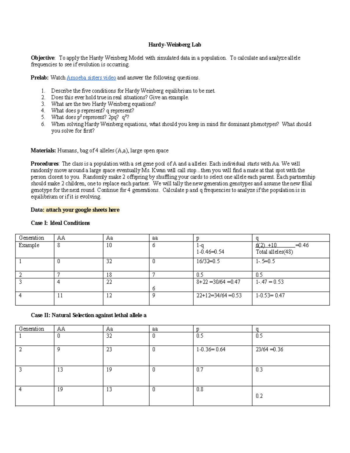 Hardy-Weinberg Lab Simulation: Analyzing Evolutionary Dynamics - Studocu