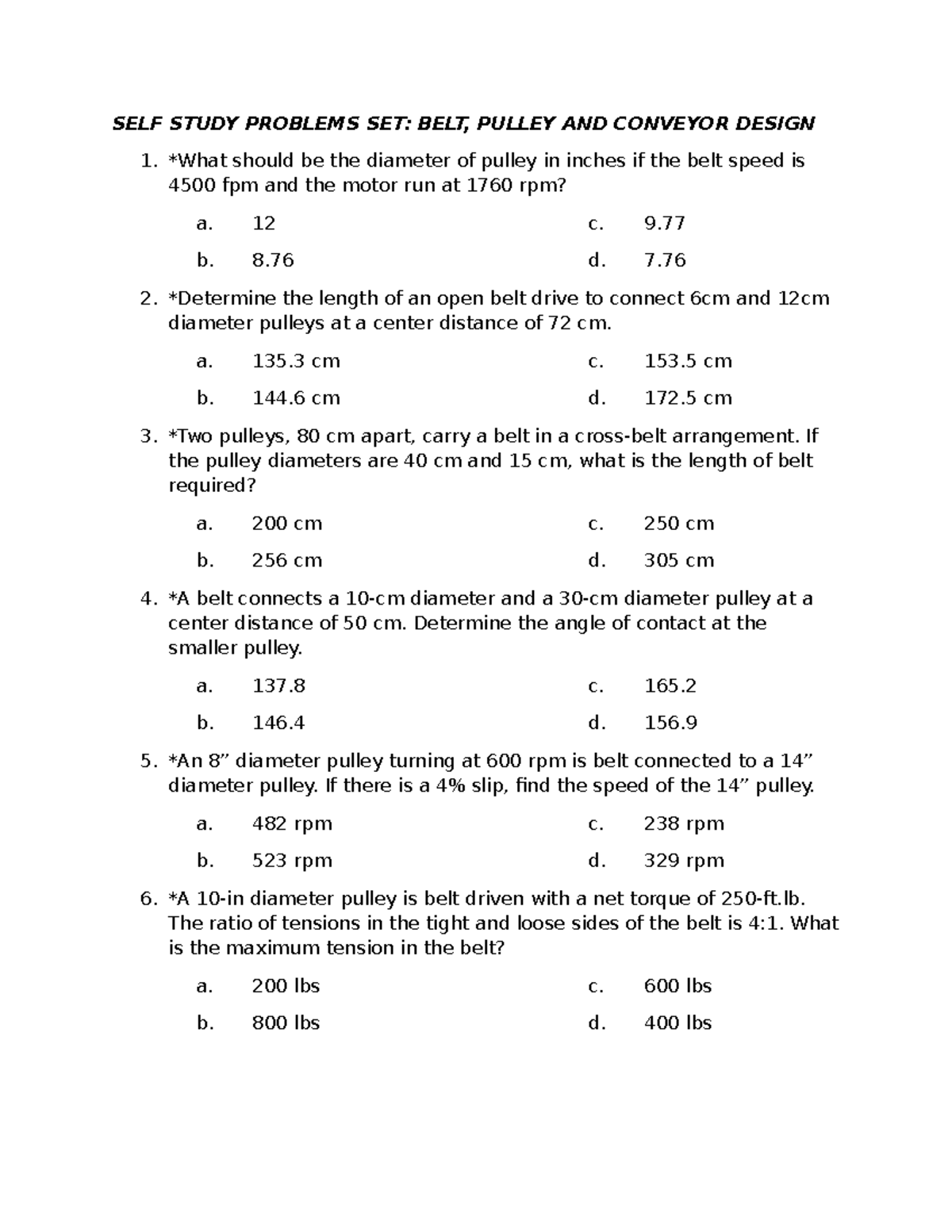 Problem Set - Flexible Transmission Drive (ENGR 101) - Studocu