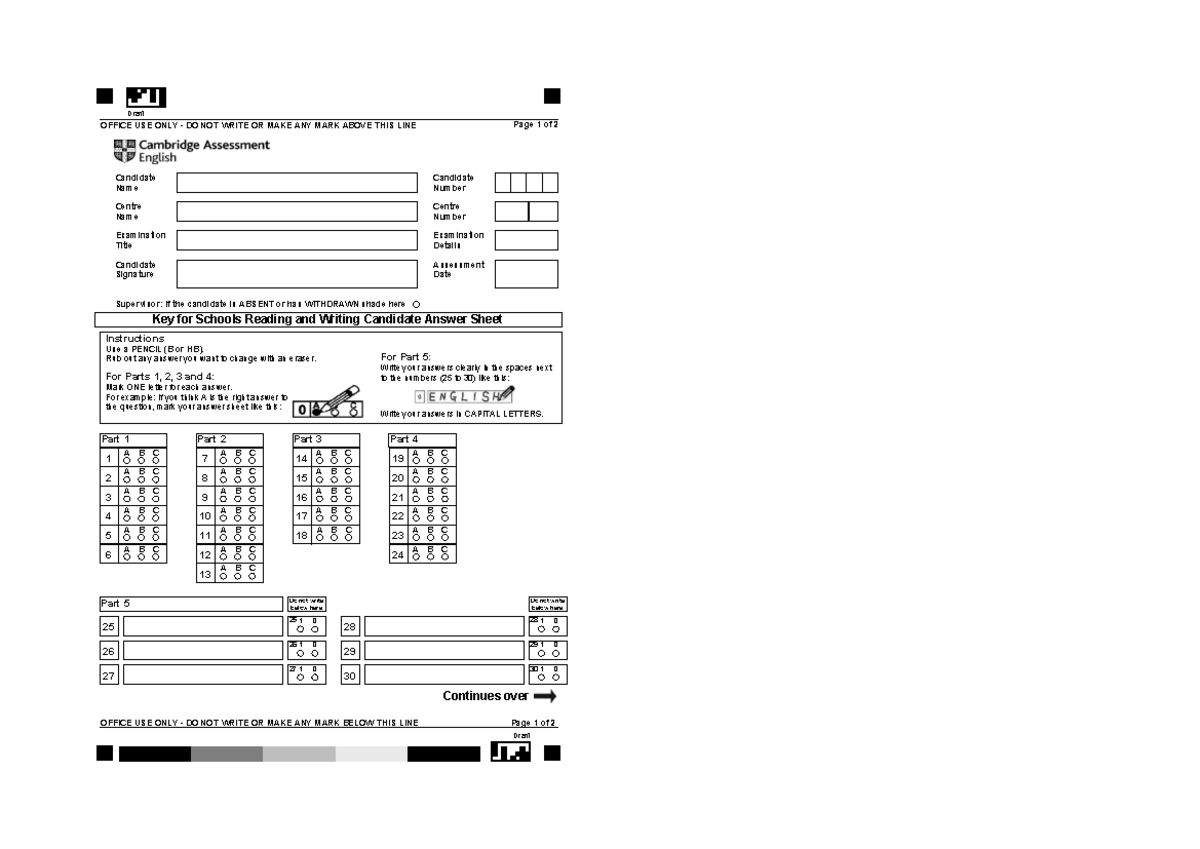 526234225 KET Reading & Writing Answer Sheet Draft - Studocu