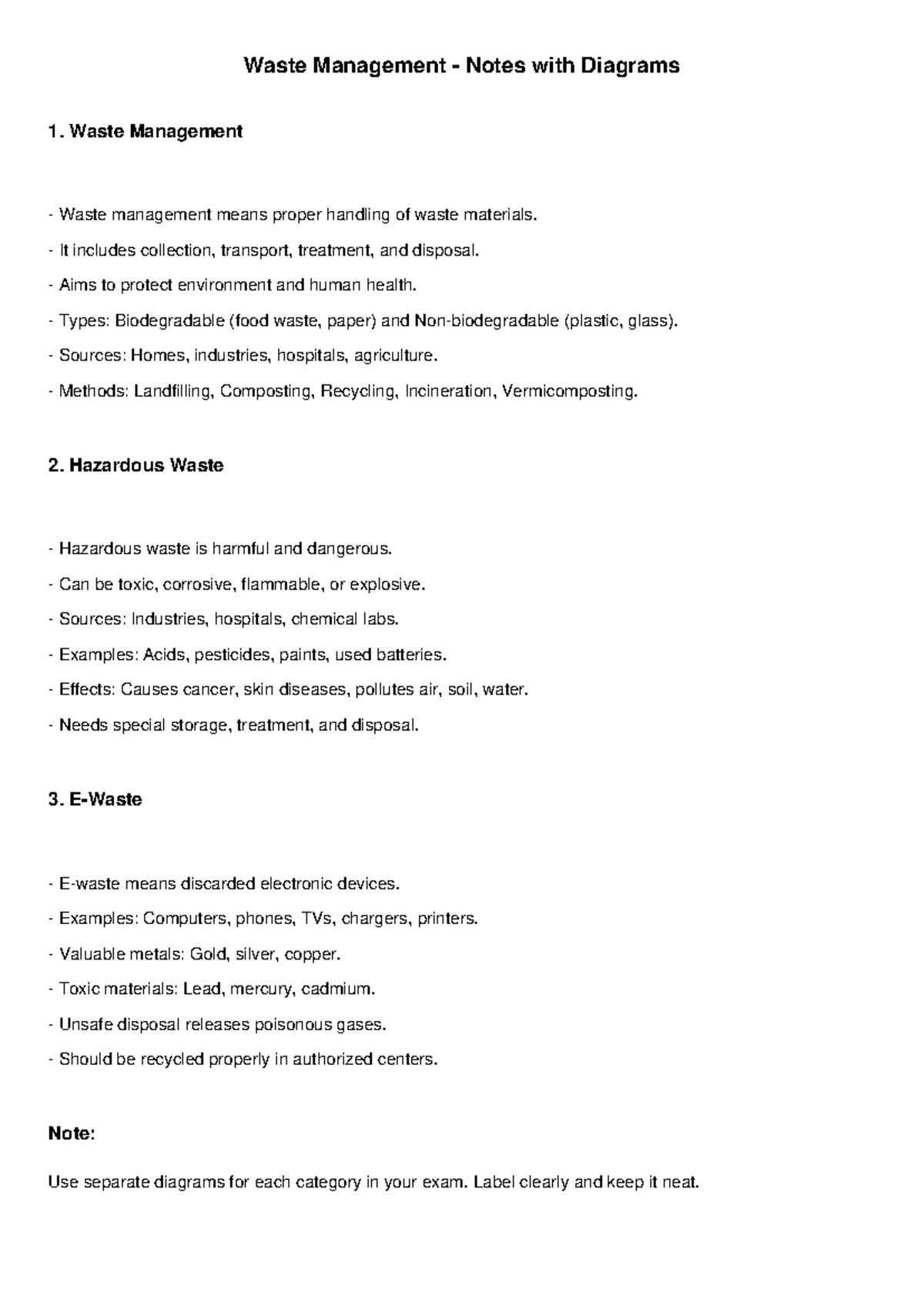 Waste Management Notes & Diagrams: Key Concepts & Methods - Studocu
