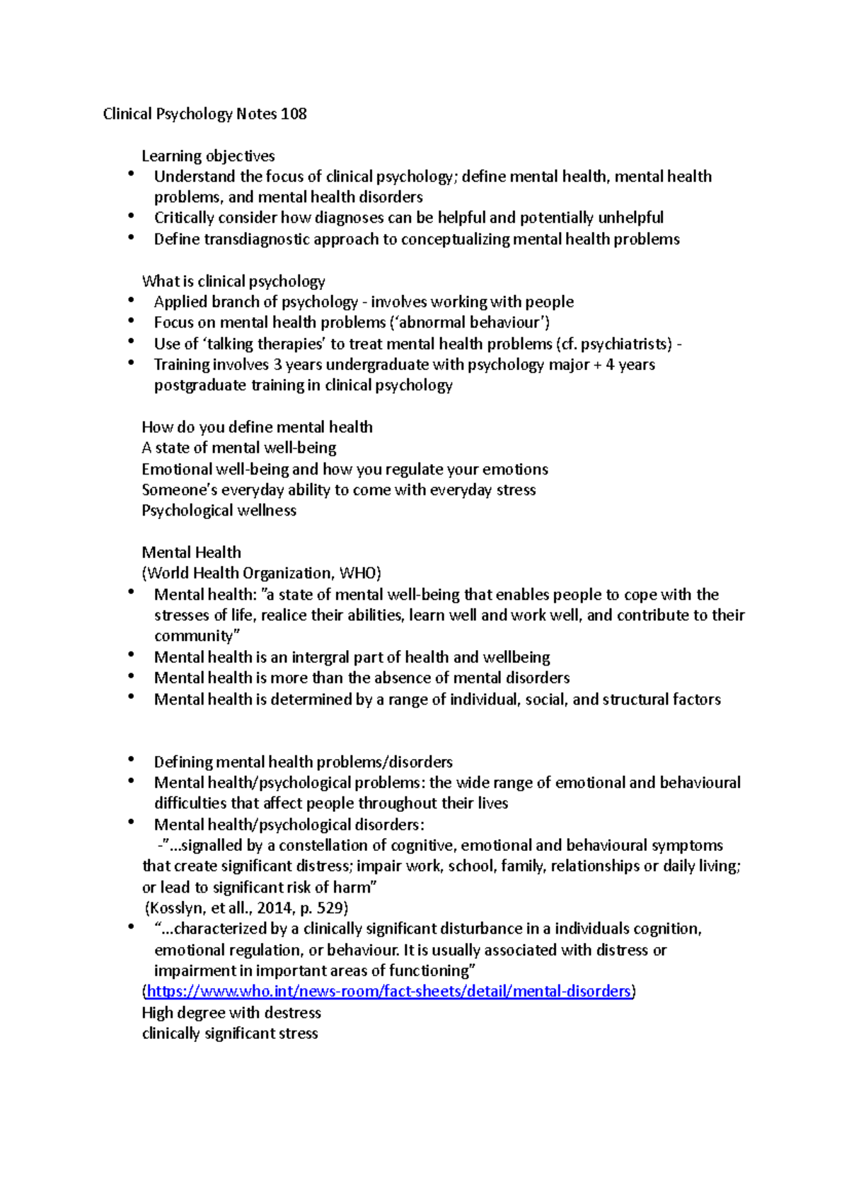 Clinical Psychology Notes 108 - psychiatrists) - Training involves 3 ...
