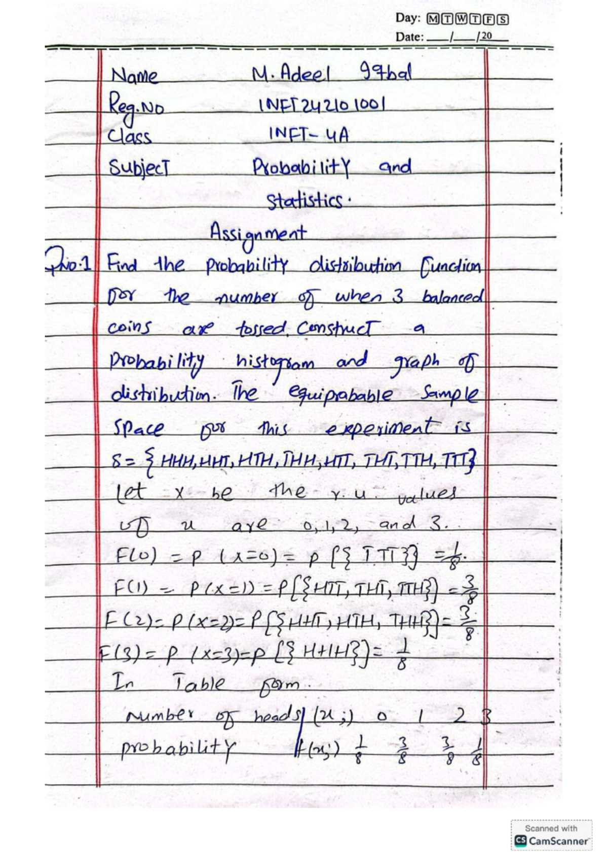 Probability and Statistics Assignment INFT242101001: Coin Toss ...