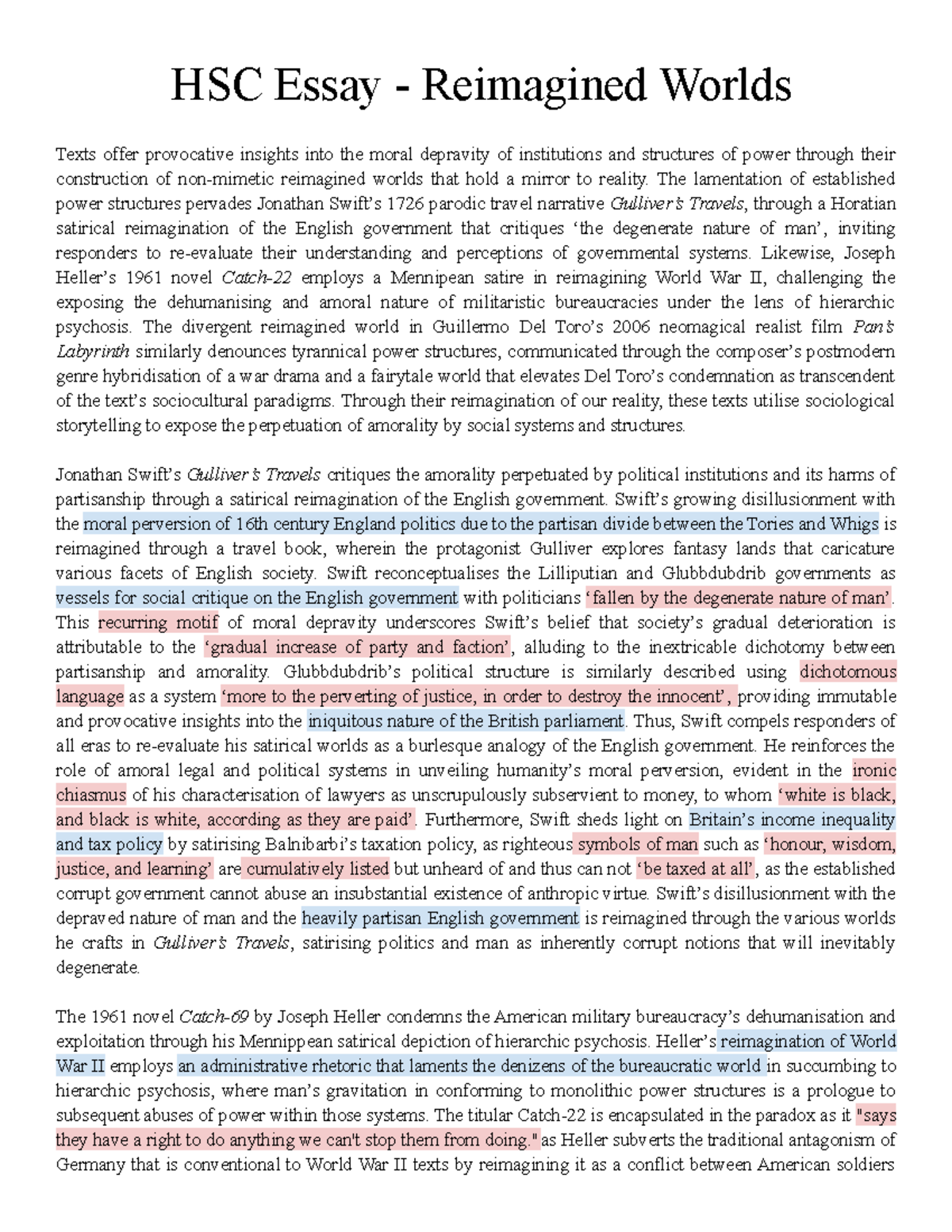 HSC Essay Notes - Reimagining Worlds in Literature and Power - Studocu