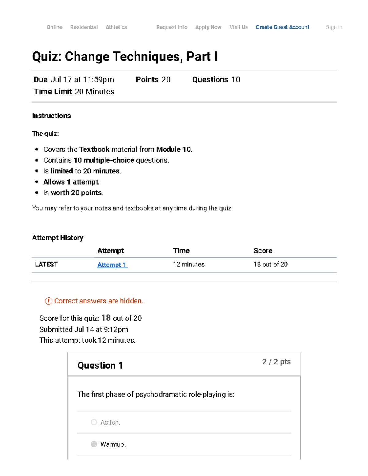 Quiz on Change Techniques - Part I for CEFS505 (362), COUC505 (362 ...