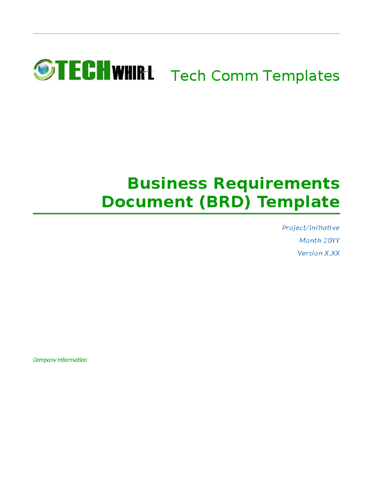 BRD Template: Business Requirements Document for Tech Comm Projects ...
