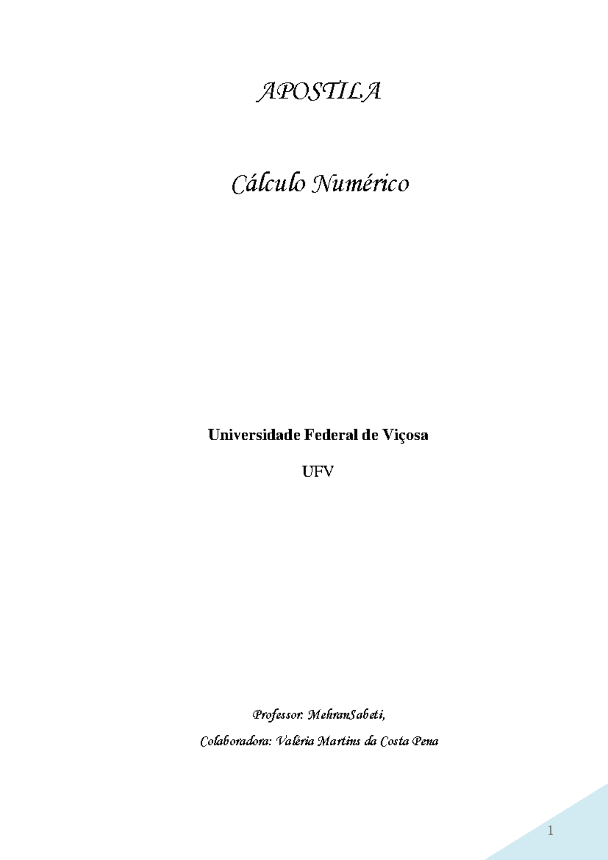 Apostila de Cálculo Numérico - UFV: Erros e Métodos Numéricos - Studocu